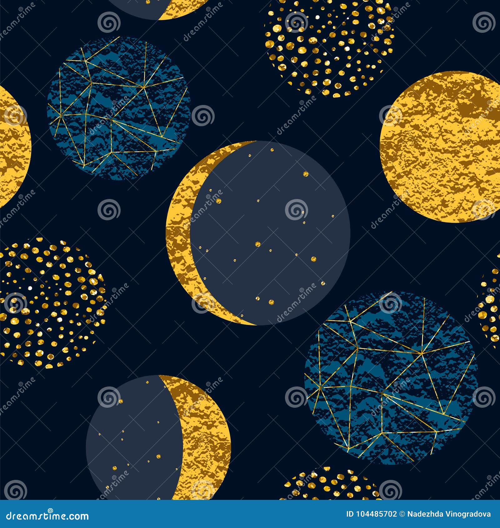 Abstract Cosmic Seamless Pattern. Trendy Hand Drawn Texture, Glitter ...