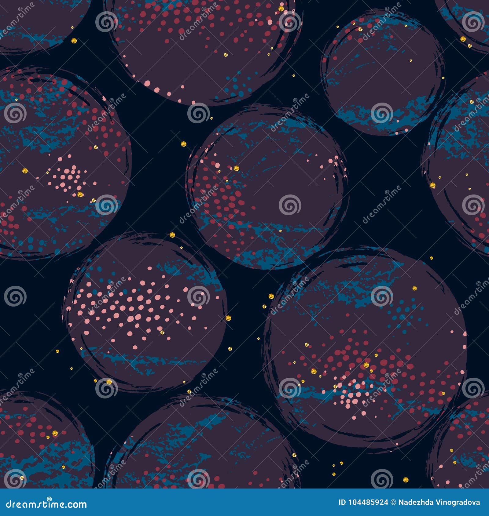 Abstract Cosmic Seamless Pattern. Trendy Hand Drawn Texture, Glitter ...