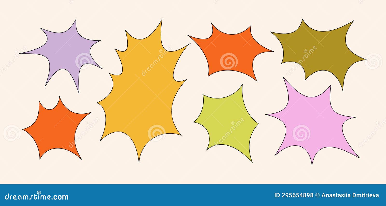 Abstract Cosmic Starburst Shapes and Funky Speech Bubbles Forms. Vector ...