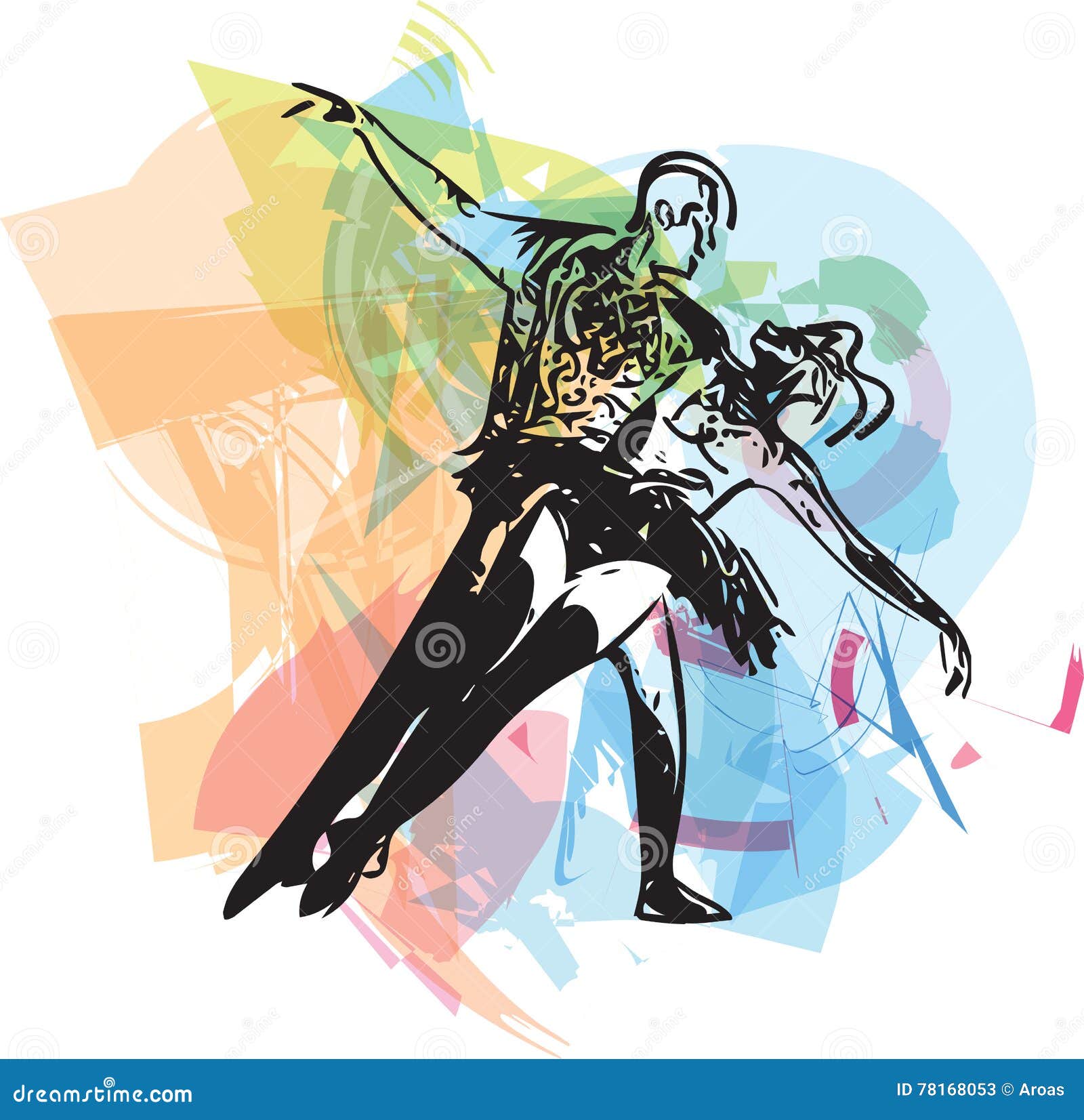 Abstract Couple Dancing Ballet Illustration Stock Vector - Illustration ...