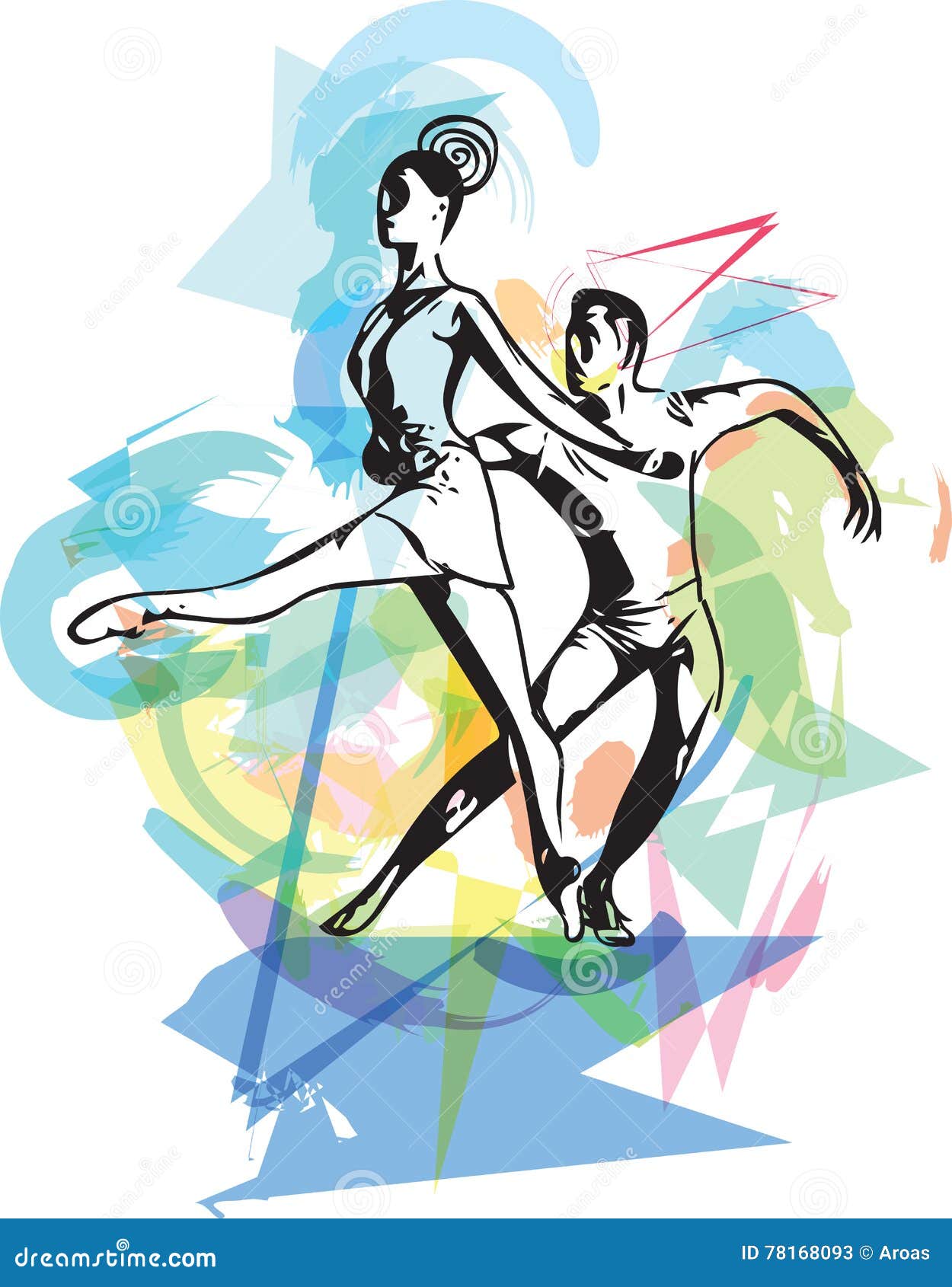 Abstract Couple Dancing Ballet Illustration Stock Vector - Illustration ...