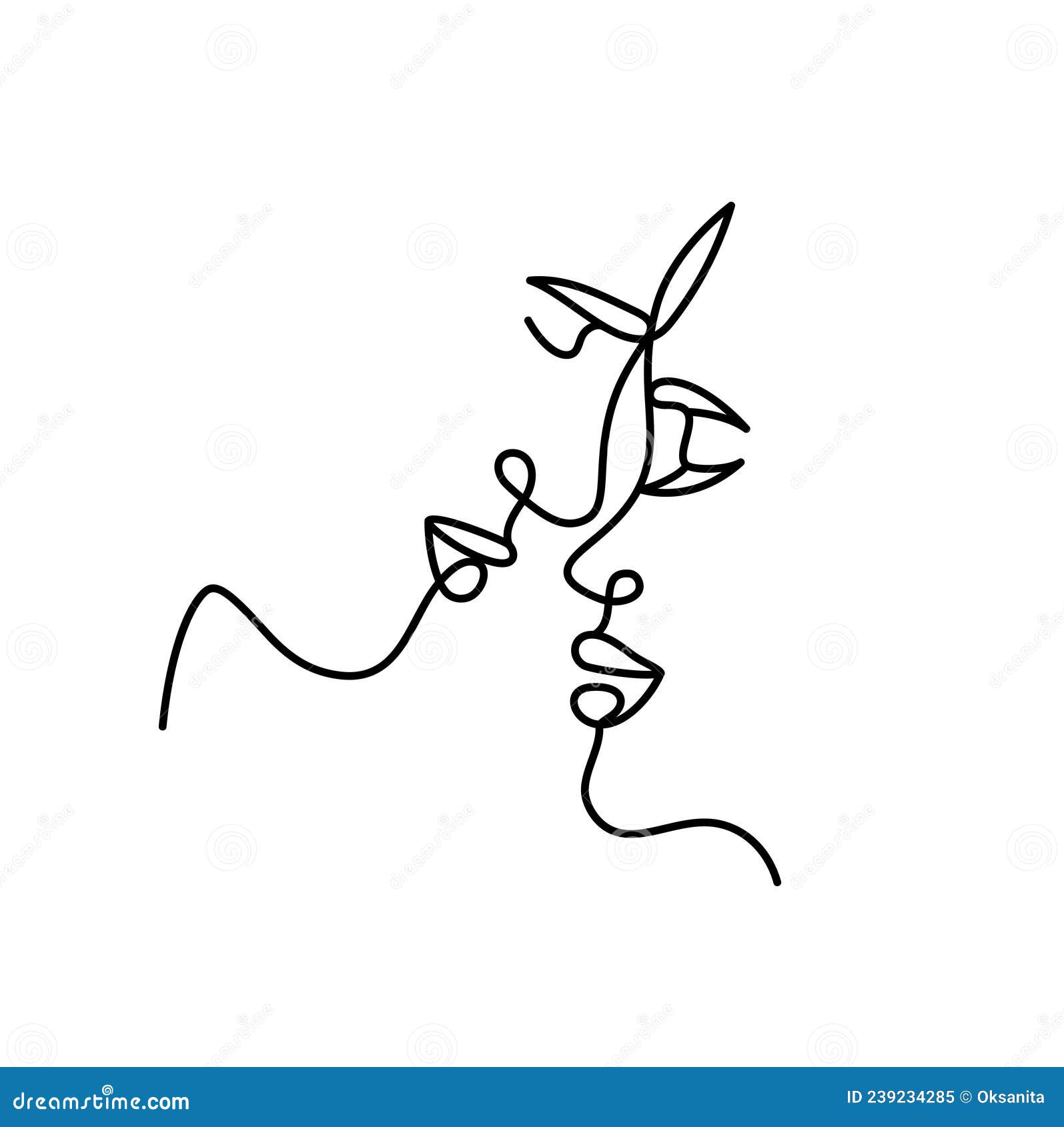 Abstract Couple on White in a Line Art Style. Stock Illustration ...