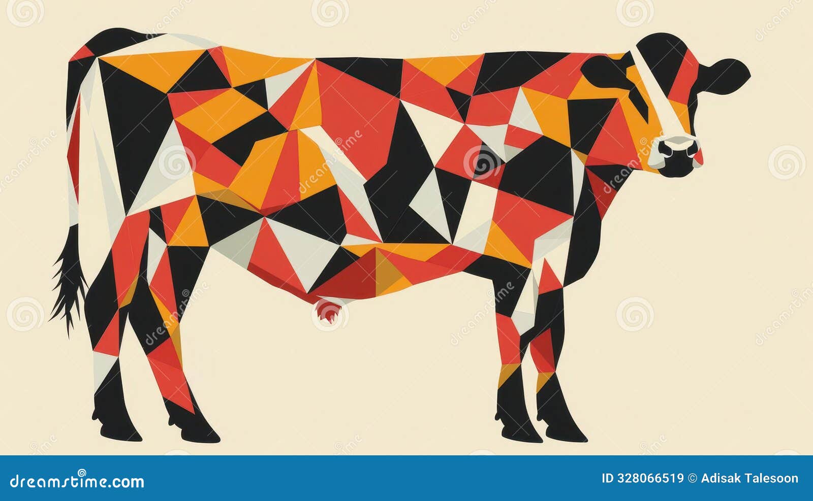 Abstract Cow an Abstract Representation of a Cow Using Basic Shapes and ...