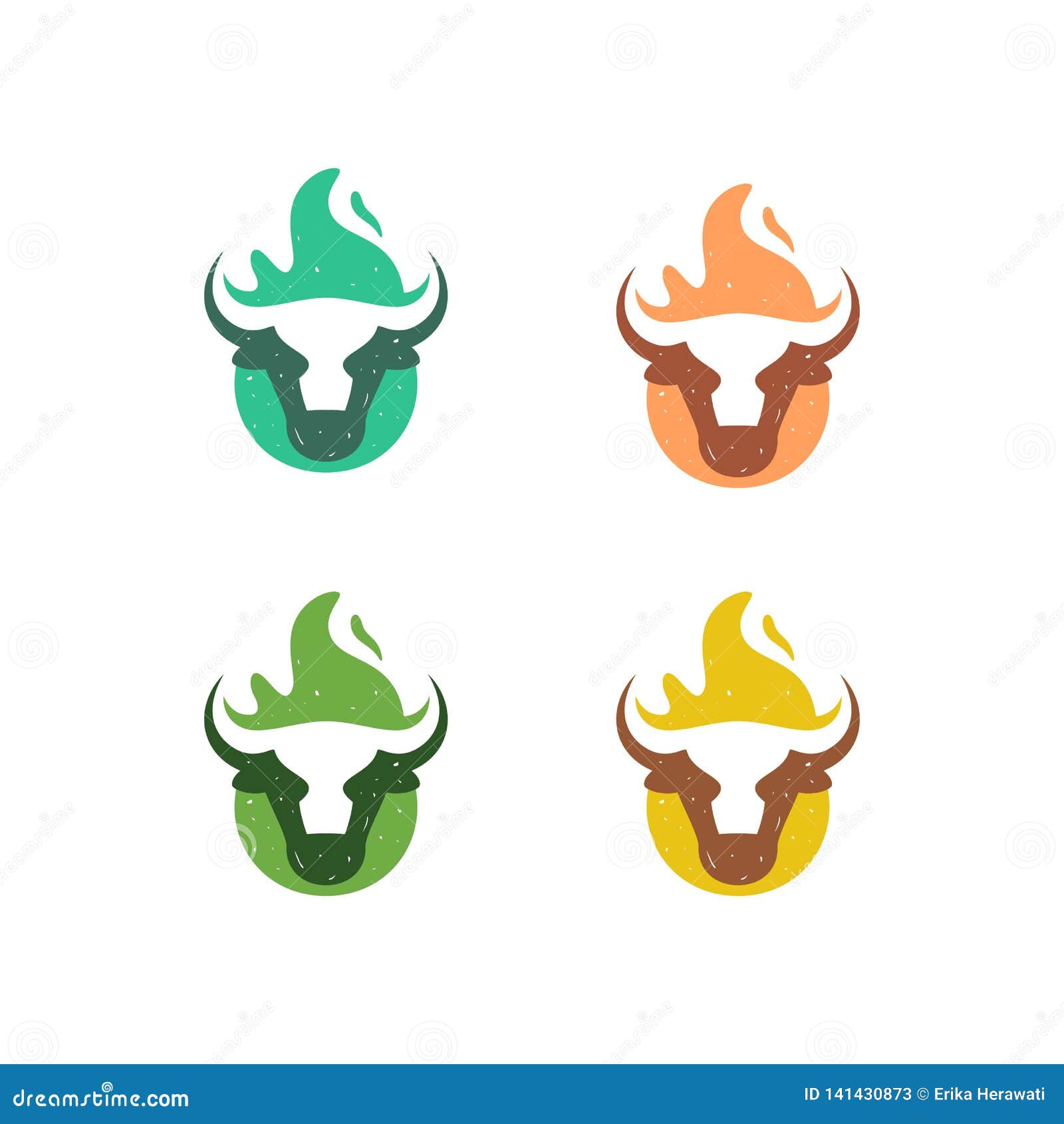 Abstract Cow Fire Concept Illustration Vector Design Template Stock ...