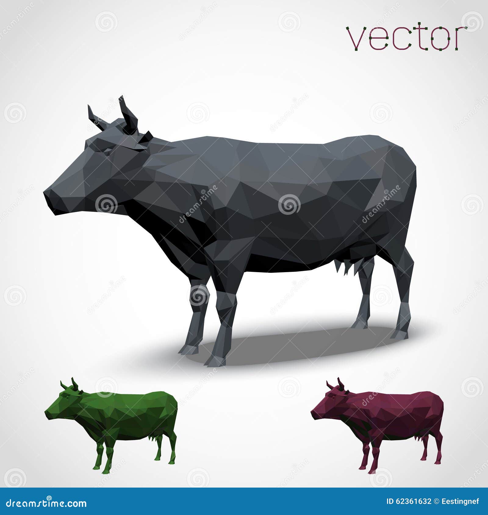 Abstract cow polygonal. stock vector. Illustration of futuristic - 62361632