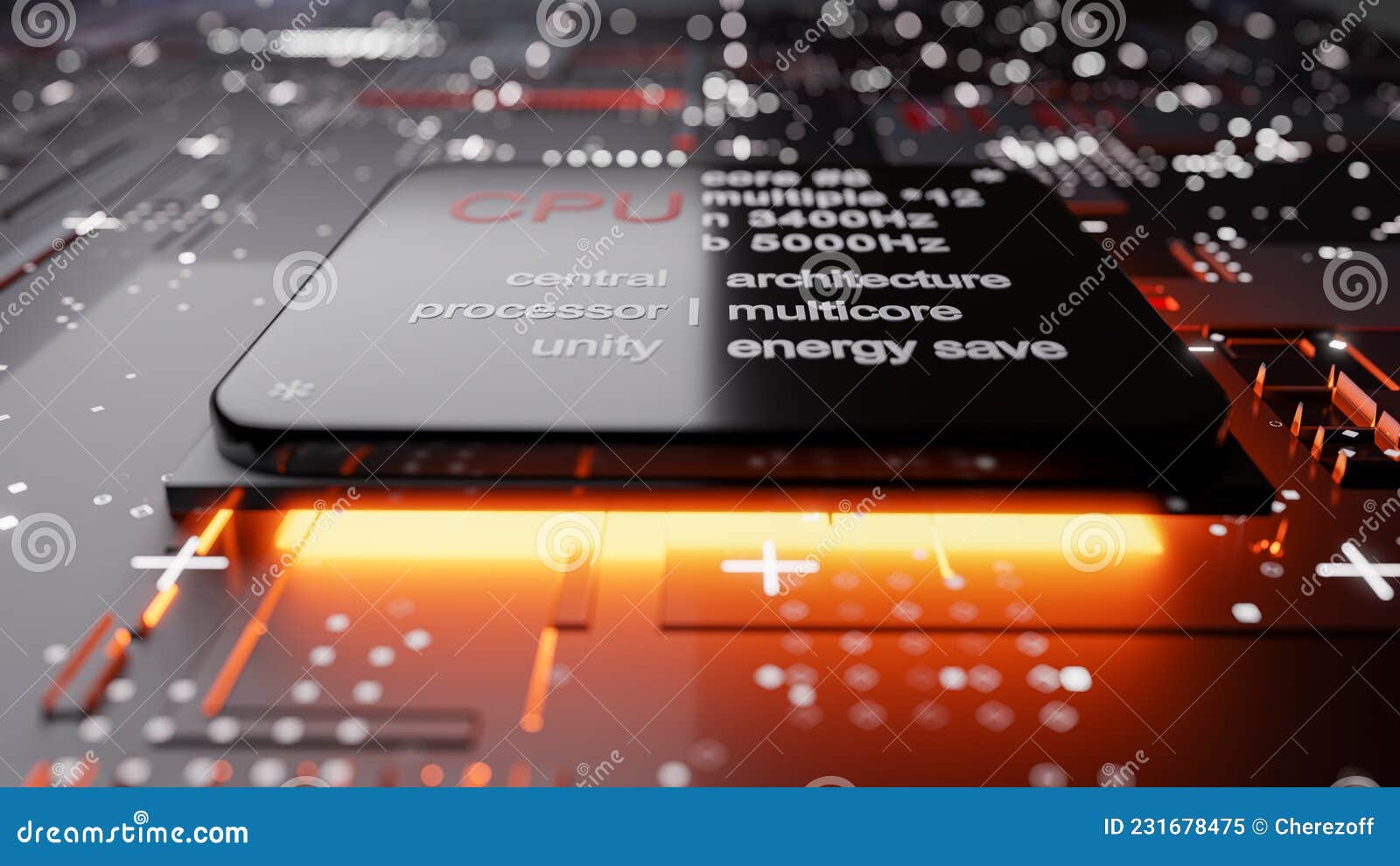 Abstract CPU with Glow from Below Stock Illustration - Illustration of ...