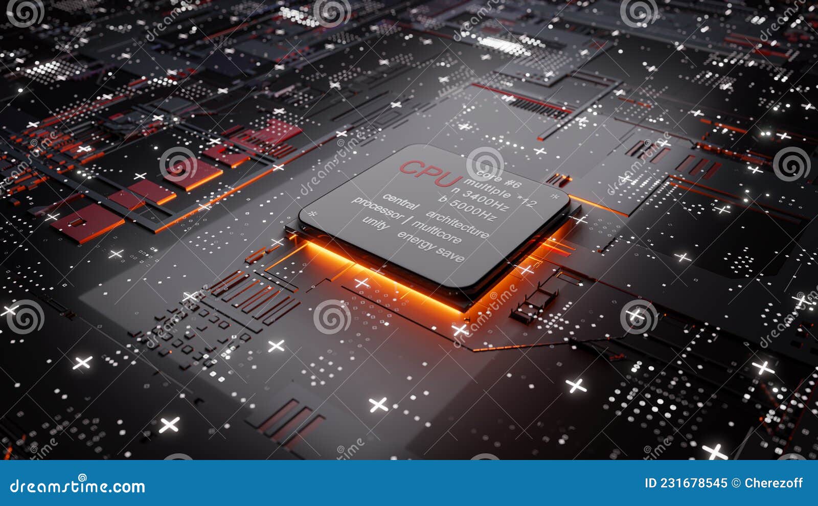 Abstract CPU with Glow from Below Stock Illustration - Illustration of ...