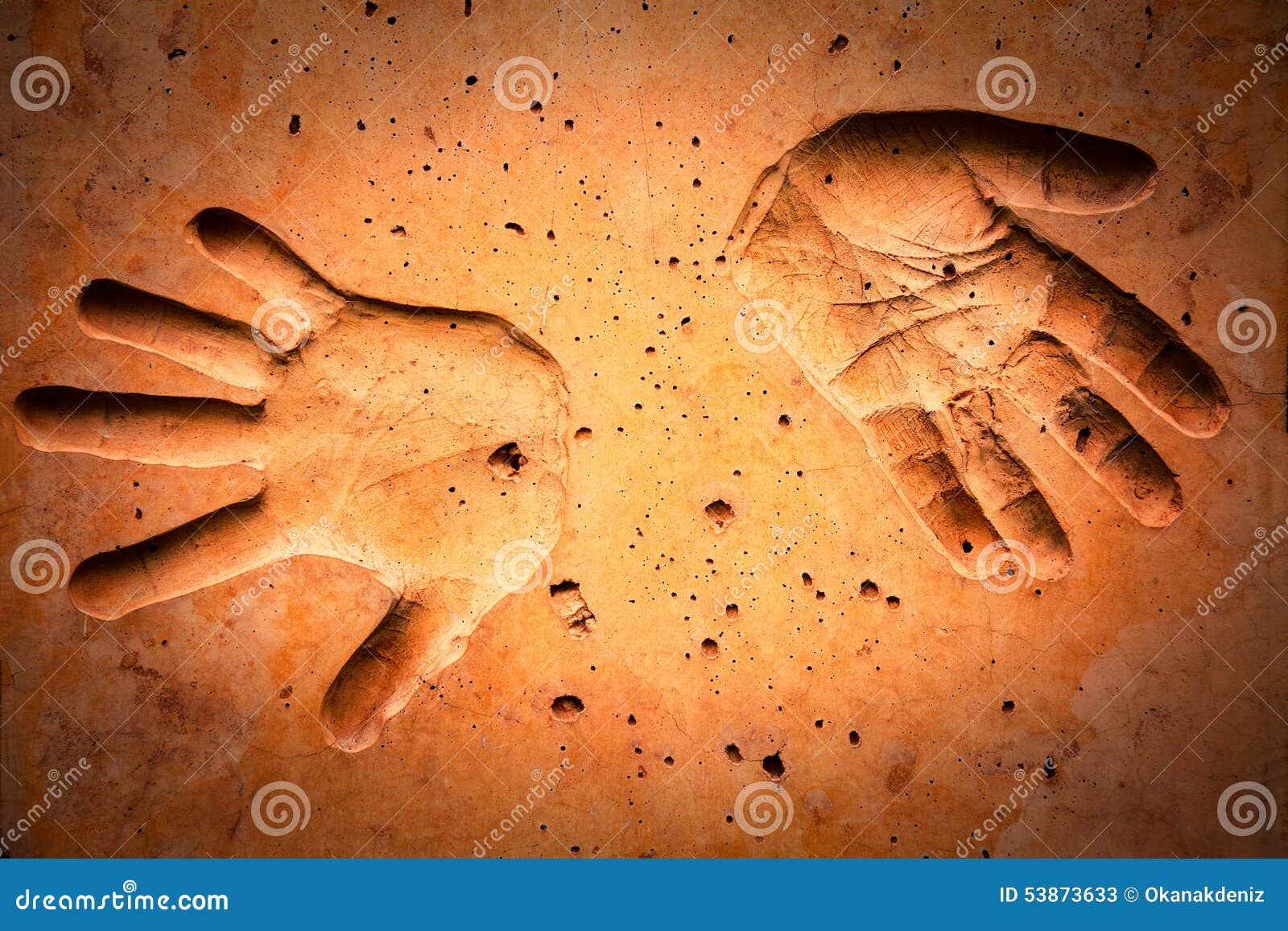 Abstract Cracked Hand Print on Wall Stock Image - Image of hand ...