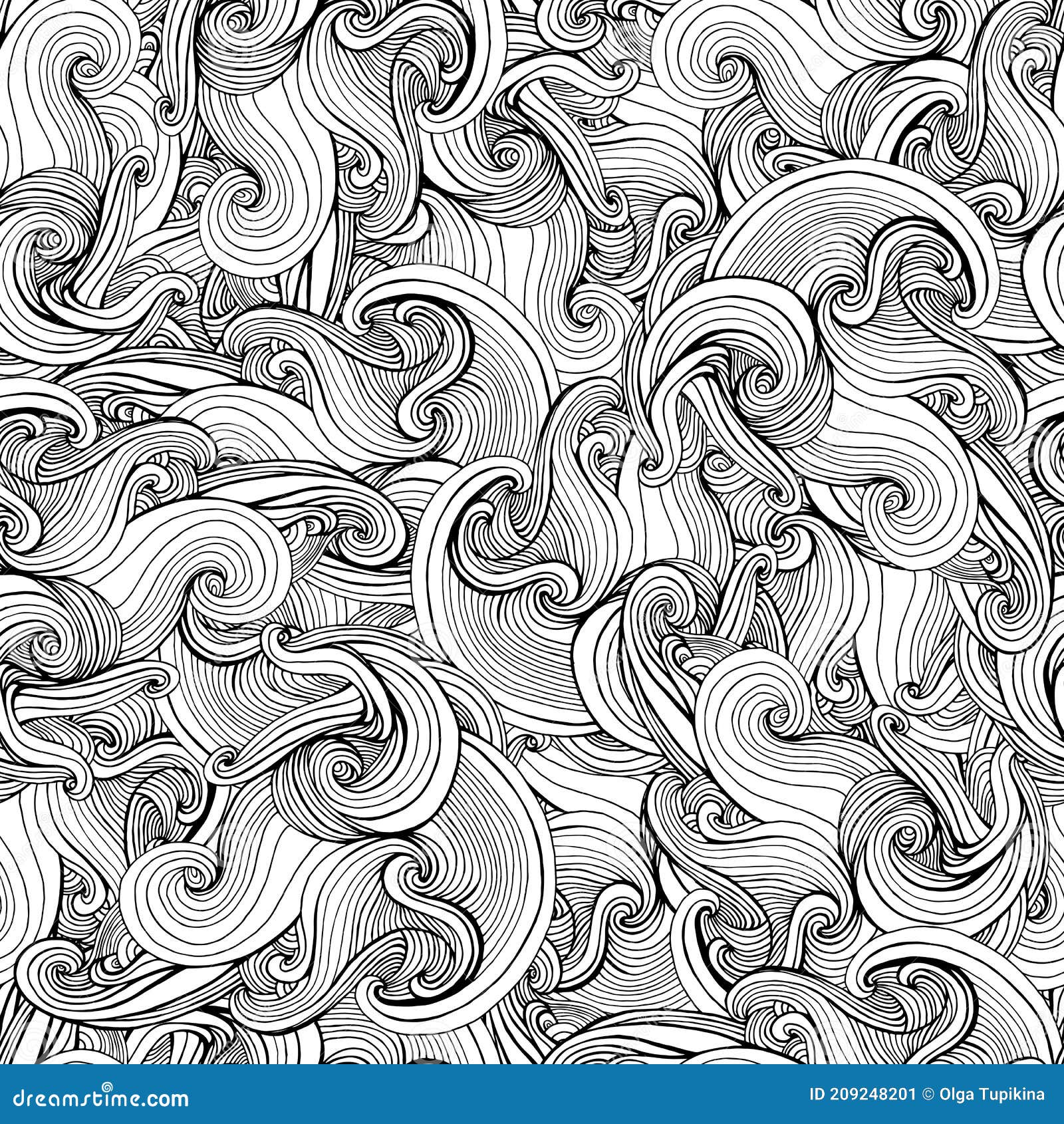 Abstract Crazy Curly Psychedelic Waves Seamless Pattern Stock Vector ...