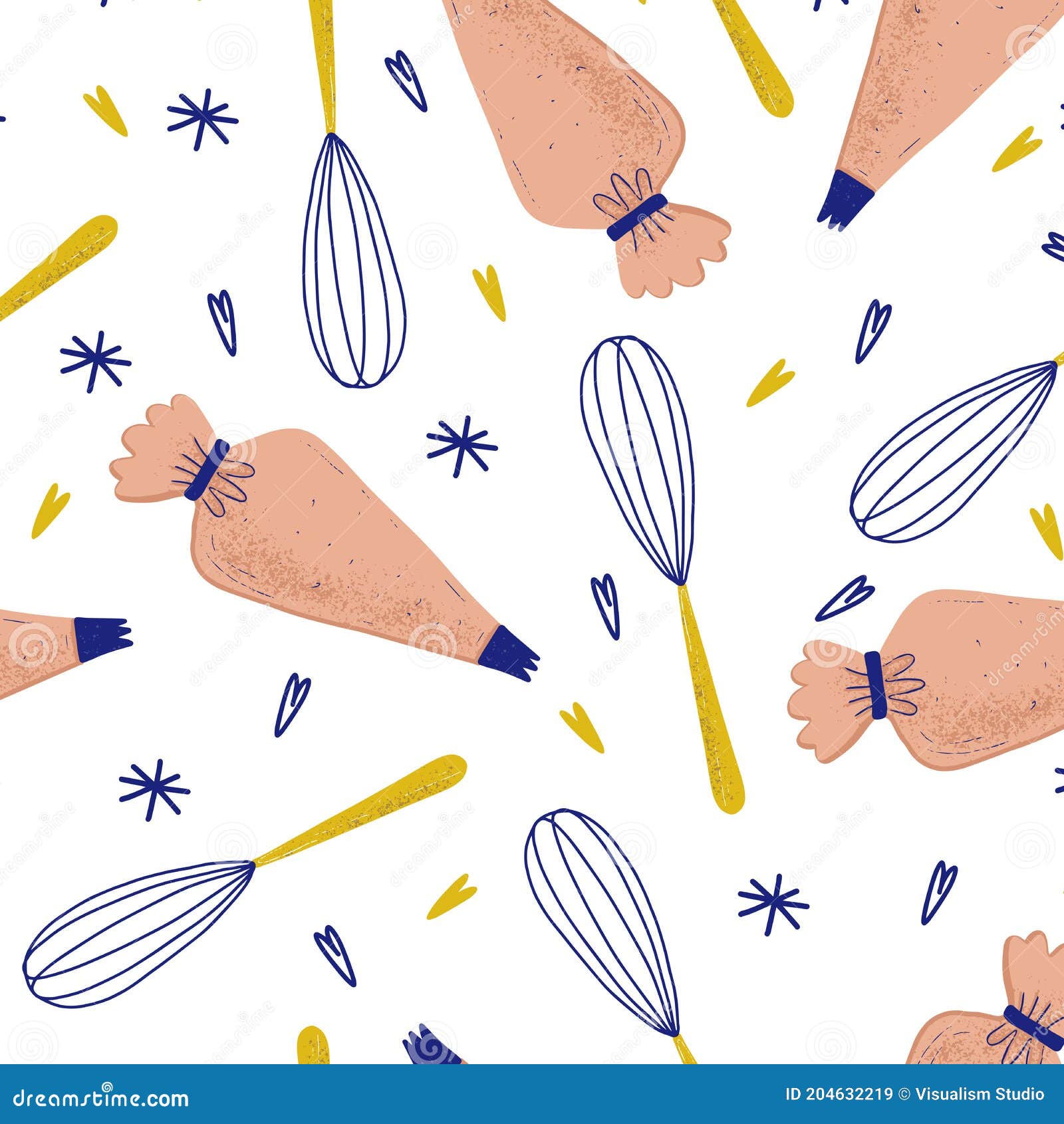 Abstract Cream Cake Tools Baking Kitchen Pattern Icons Grunge Elements ...