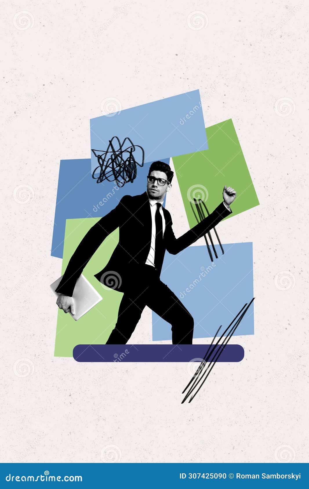 Abstract Creative Artwork Template Collage of Serious Confident ...