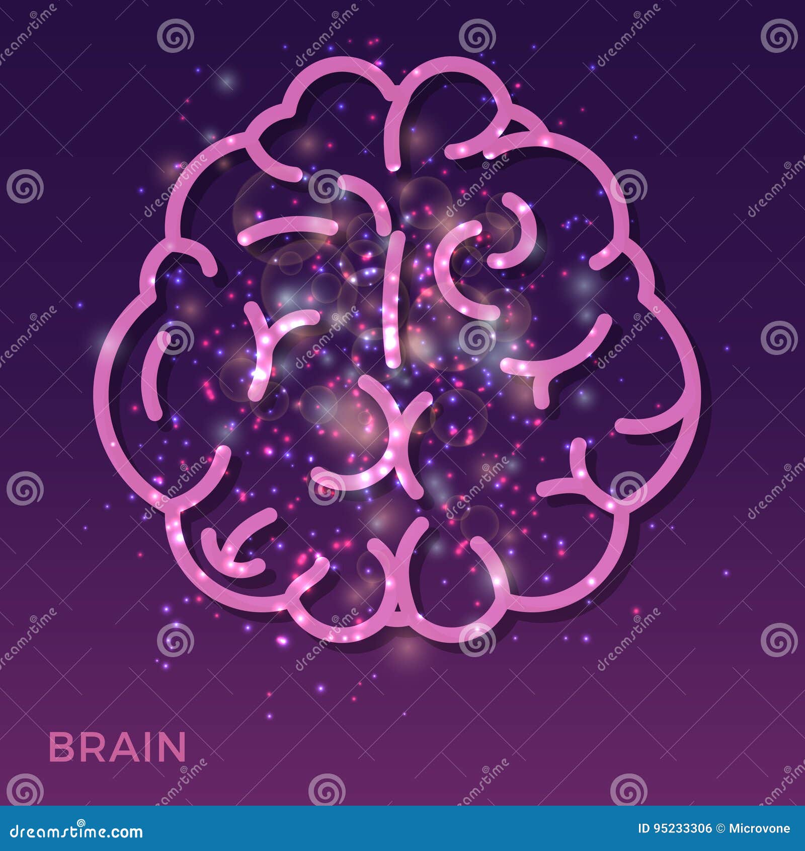 Abstract Creative Brain Background - Colorful Brain Icon with Shining ...