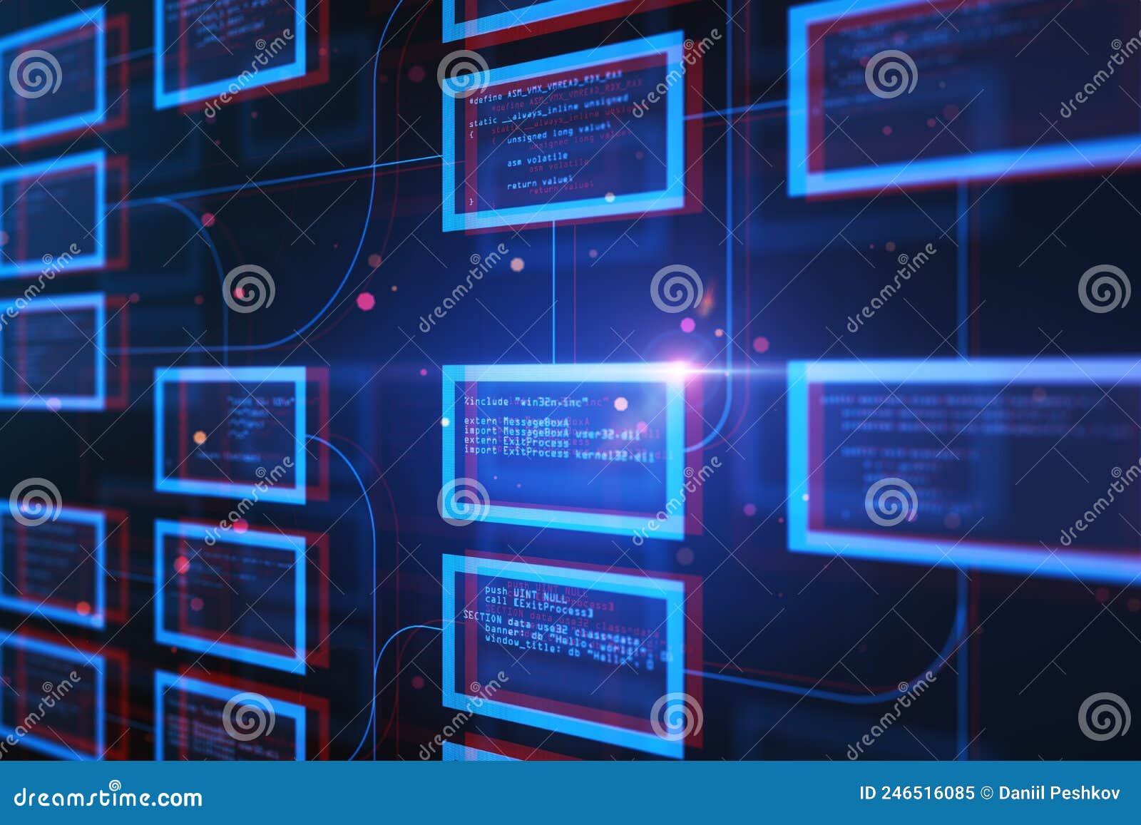 Abstract Coding Programming Background. Science, Technology and Software Concept. 3D Rendering ...