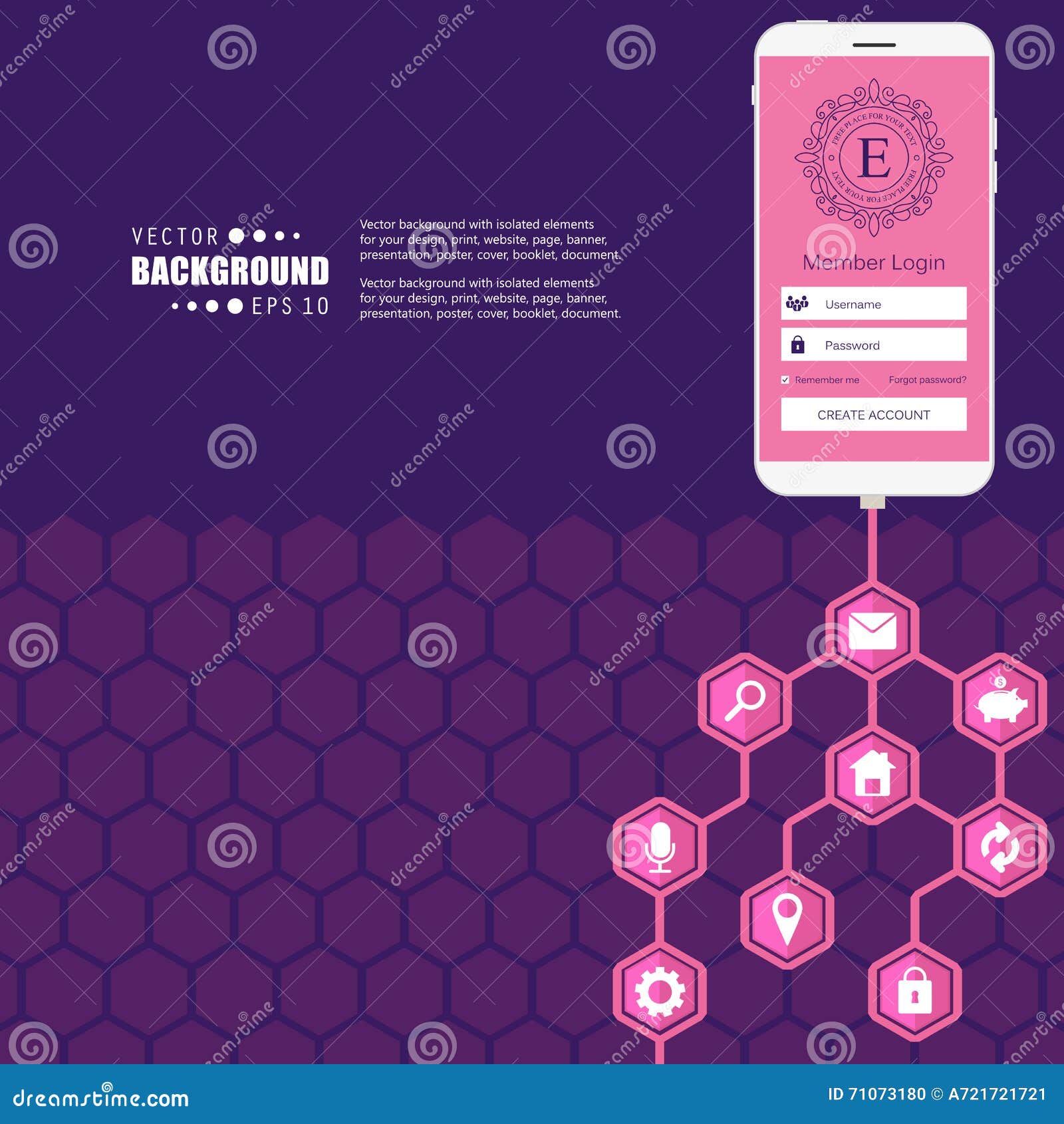 Abstract Creative Concept Vector Hexagon Network with Icon Isolated on ...