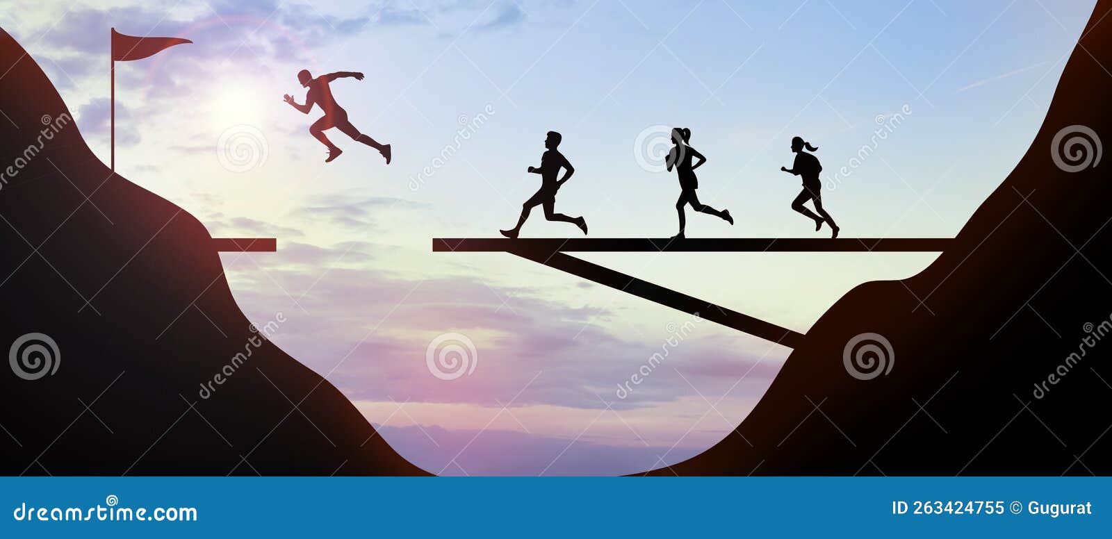 Abstract Creative Idea. Silhouette Business Leadership Concept and ...