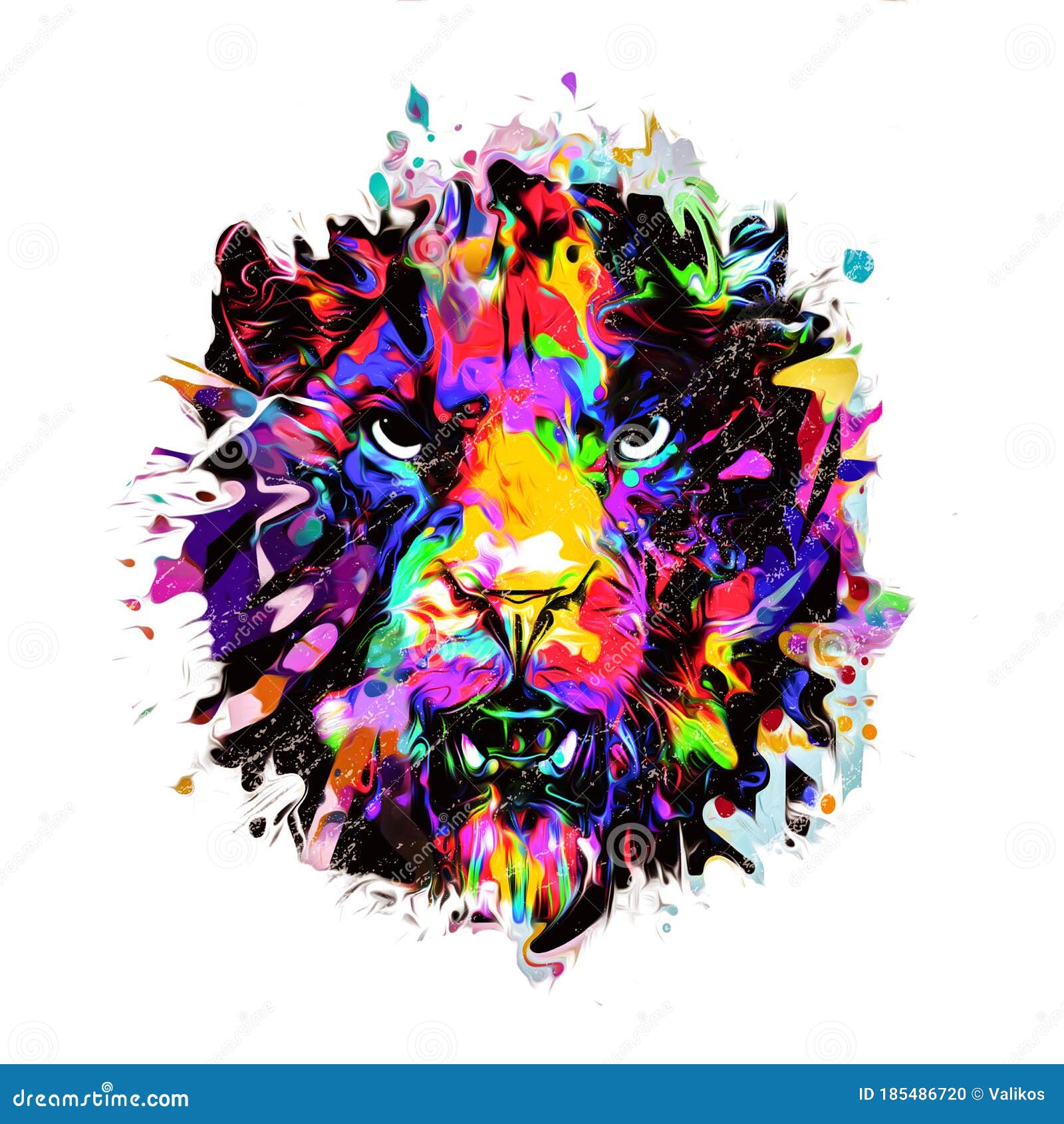 Abstract Creative Illustration with Colorful Lion Stock Illustration ...