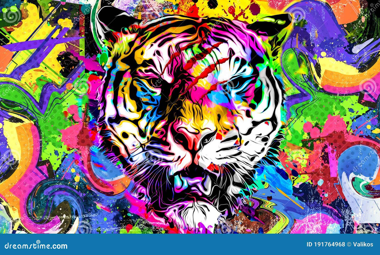 Abstract Creative Illustration with Colorful Tiger Stock Photo - Image ...