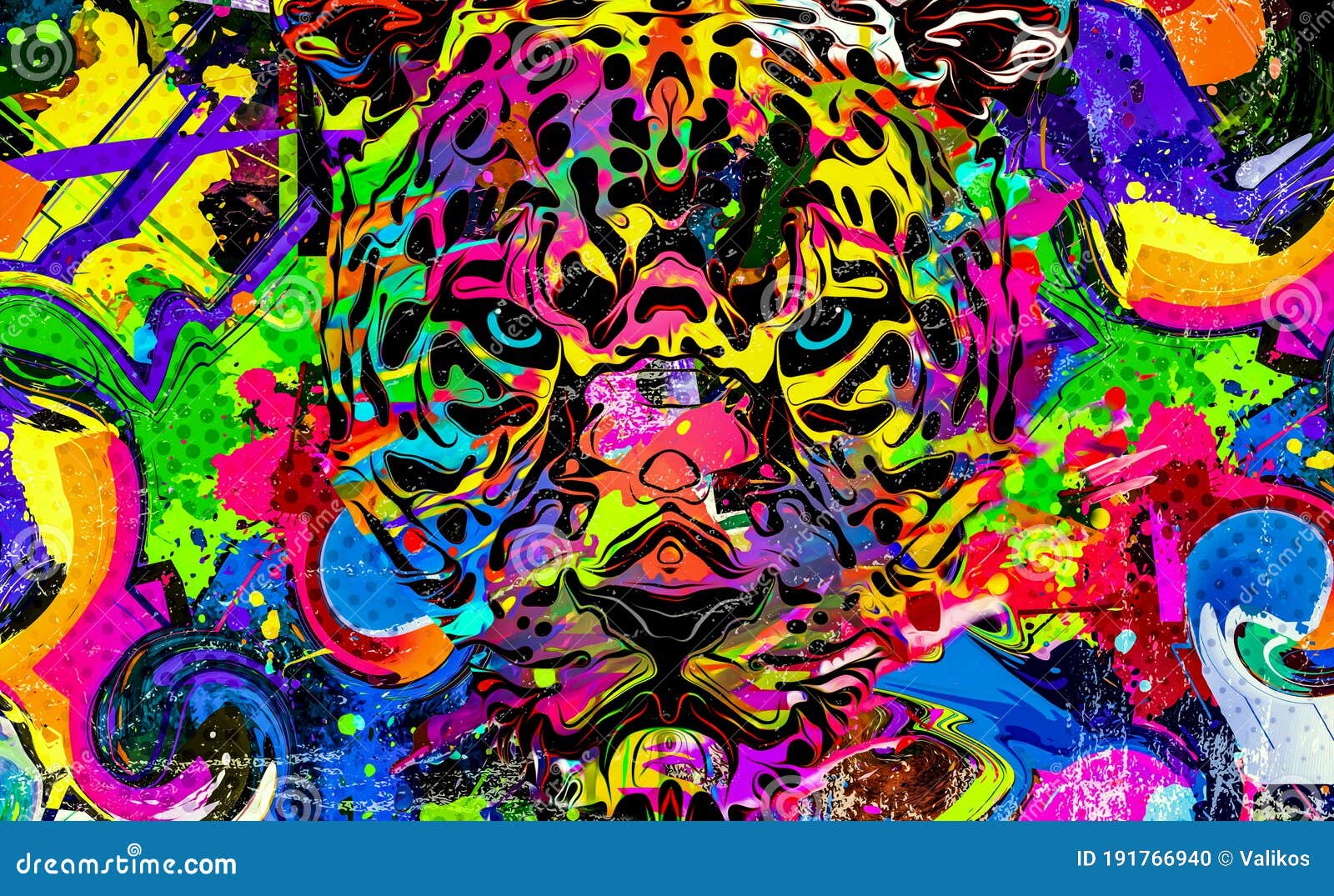 Abstract Creative Illustration with Colorful Tiger Stock Photo - Image ...