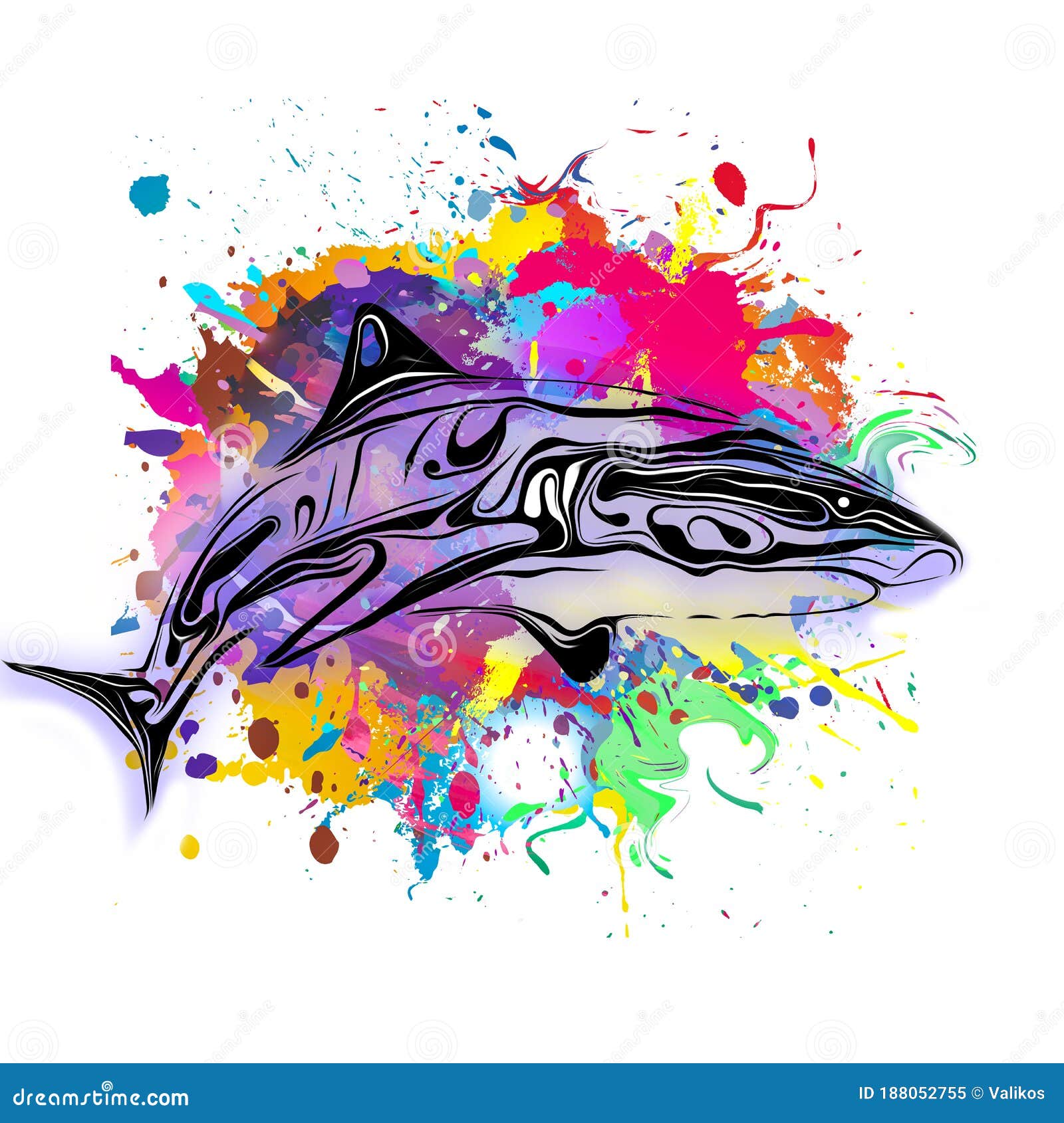 Abstract Creative Illustration with Abstract Image of a Shark Logo ...
