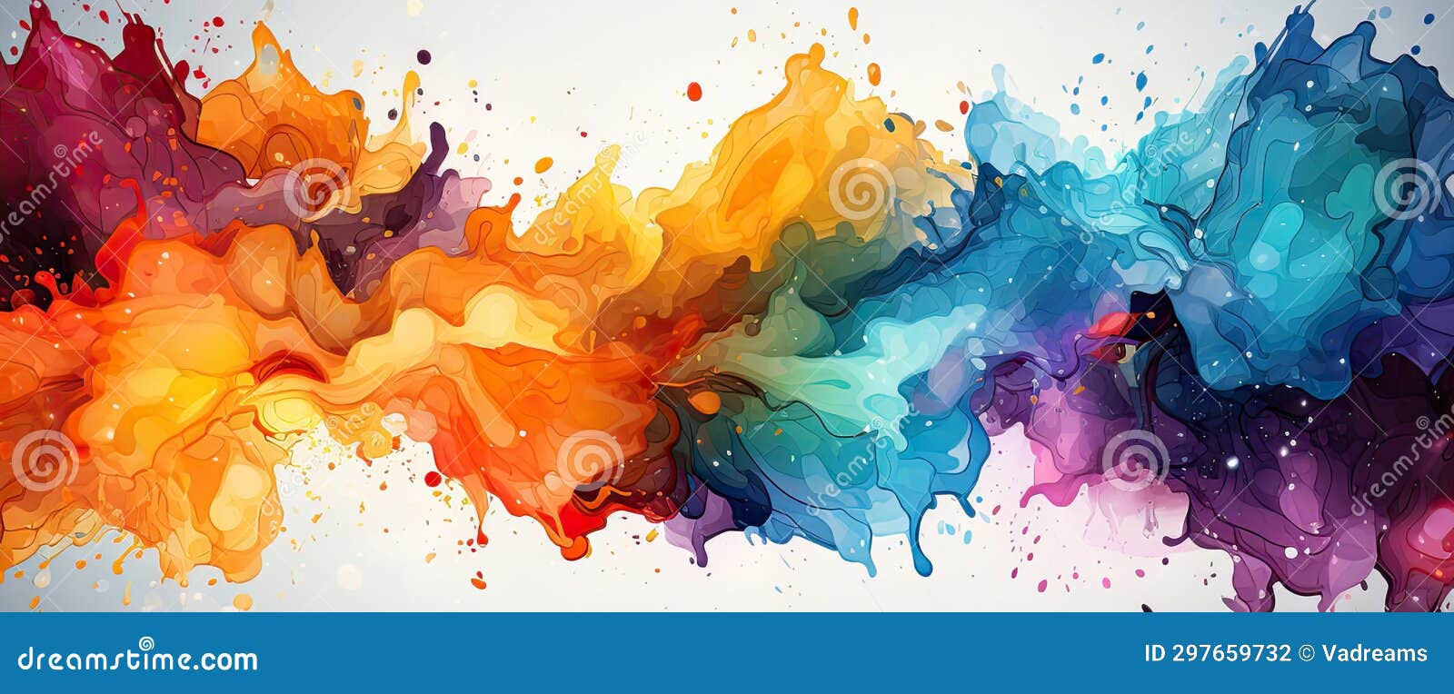 Abstract Creative Rainbow Color Background. Watercolor Plashes on White ...