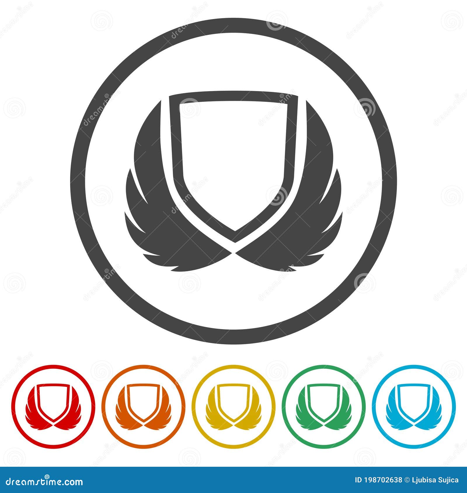 Abstract Creative Shield and Wings Logo, Color Set Stock Vector ...