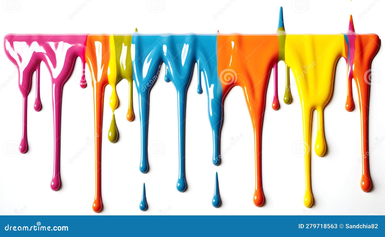 Colourful Vibrant Multi Colour Paint Dripping Isolated on White ...