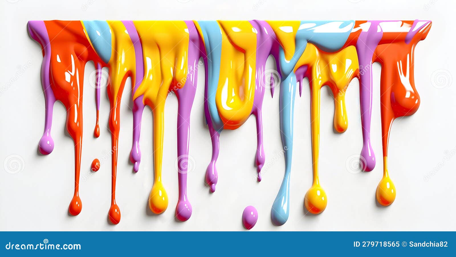 Colourful Vibrant Multi Colour Paint Dripping Isolated on White ...