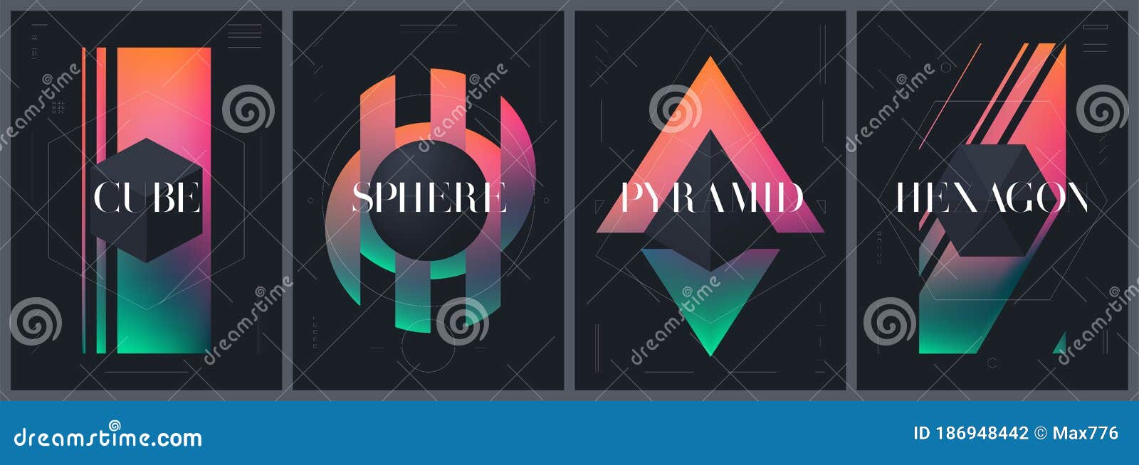 Abstract Creative Templates With Various Geometrical Shapes On A Bright ...