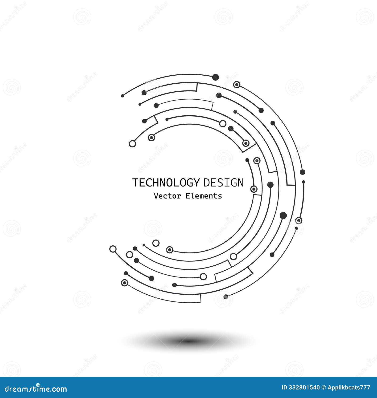 Abstract Crescent-shaped Circuit Board Isolated on White Background ...