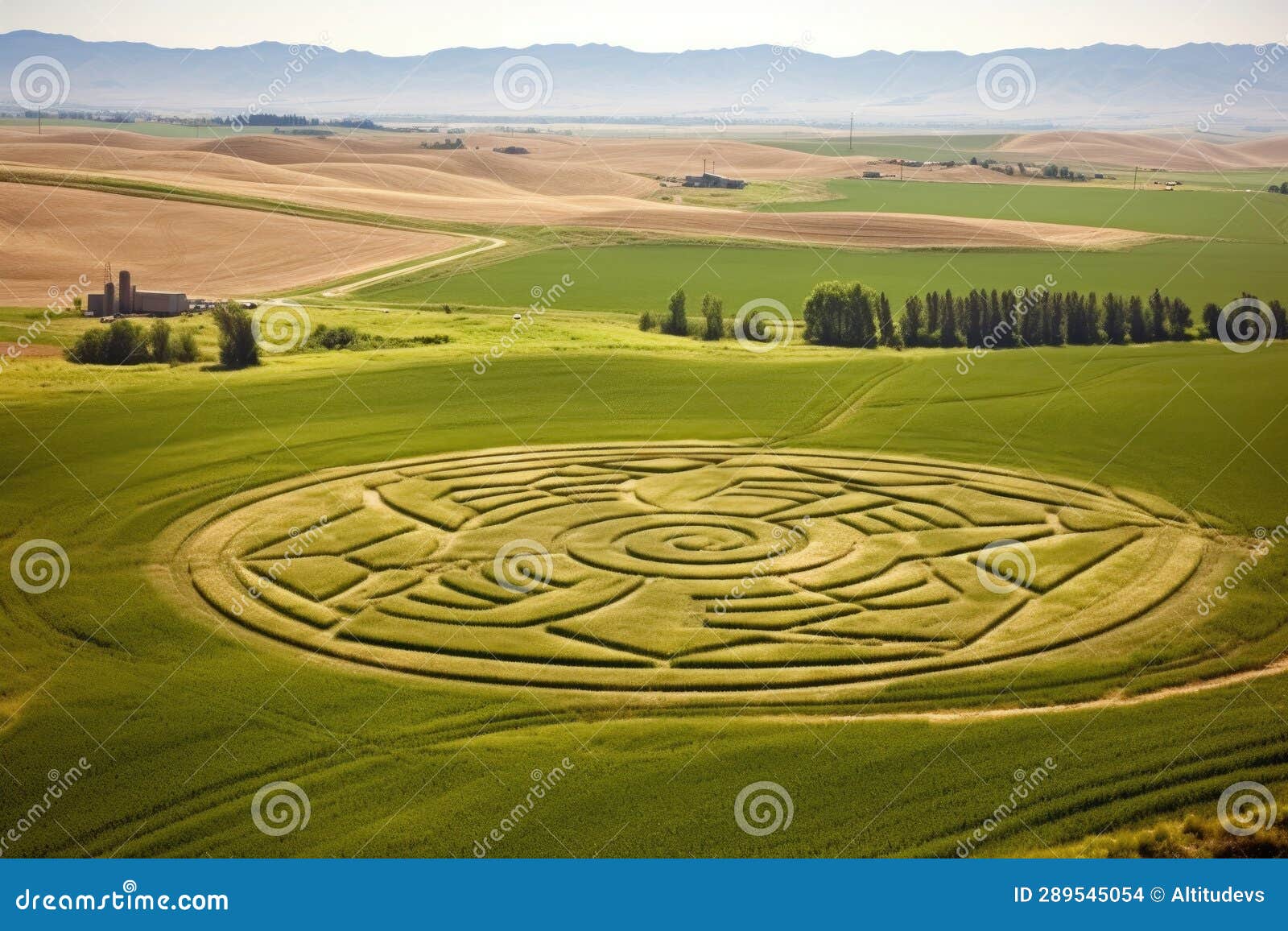 Abstract Crop Circle Art in a Rural Landscape Stock Photo - Image of ...