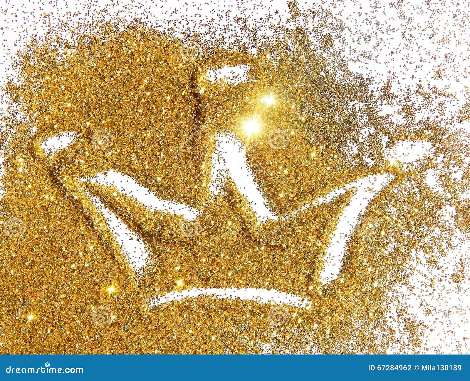Abstract Crown of Golden Glitter on White Background Stock Photo ...