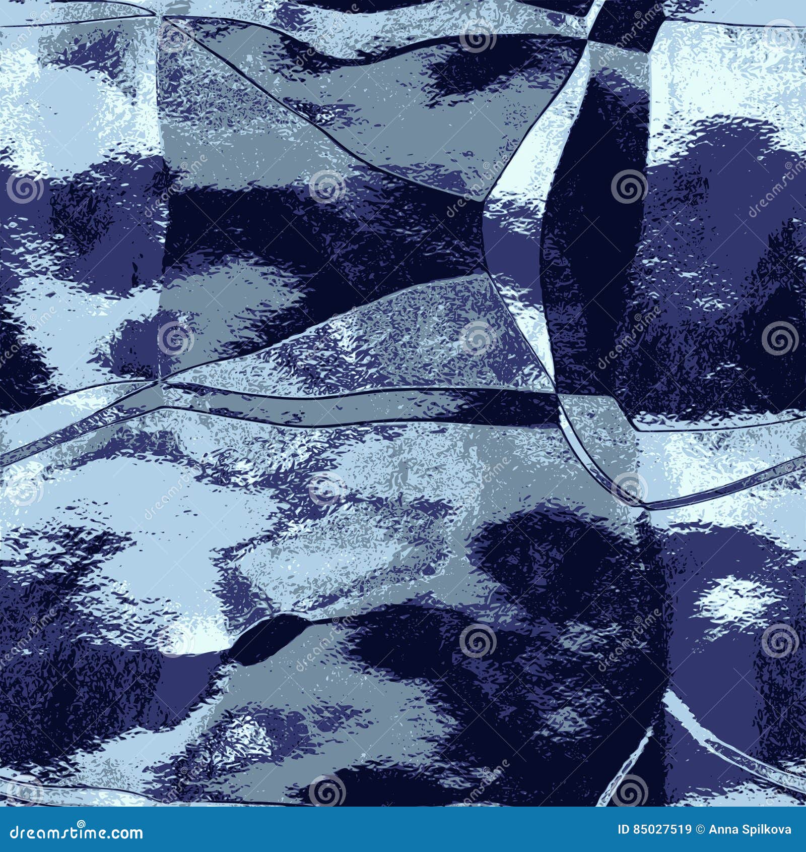 Abstract Crumpled Dark Blue Pattern of Folded Brushed Foil Stock Vector ...