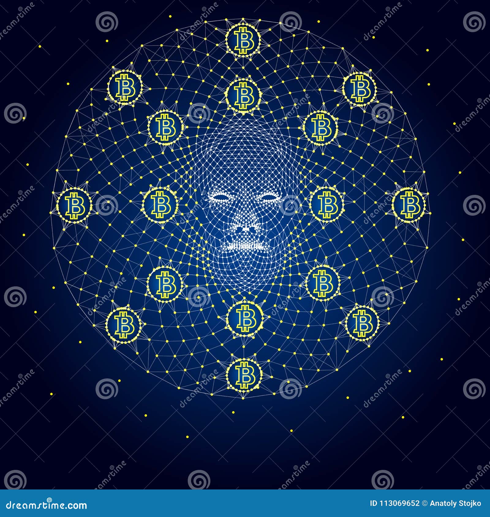 Abstract Crypto Currency Net Consisting of Dots and Lines. Bitcoin ...