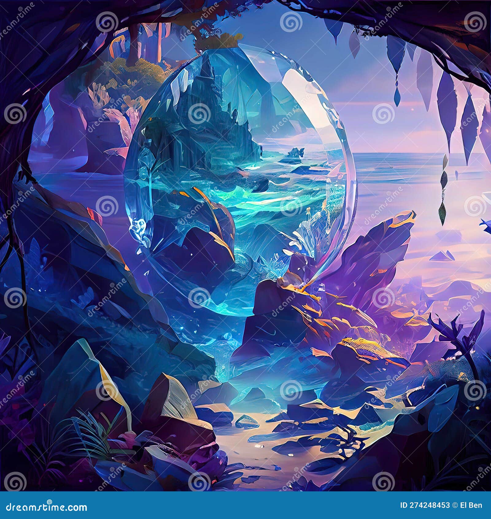 Abstract Crystal Arcane Gem Cave Stock Illustration - Illustration of ...