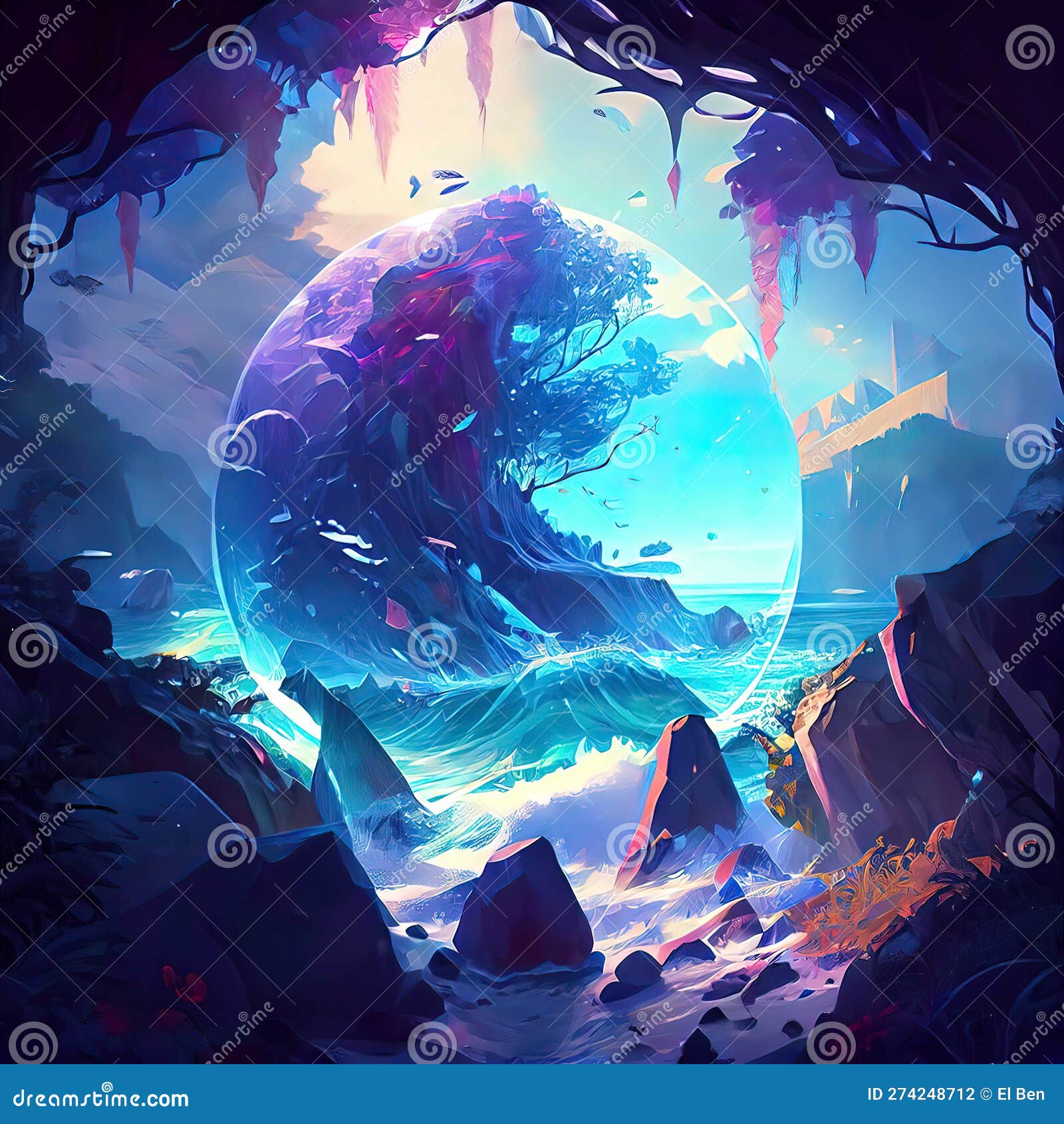 Abstract Crystal Arcane Gem Cave Stock Illustration - Illustration of ...