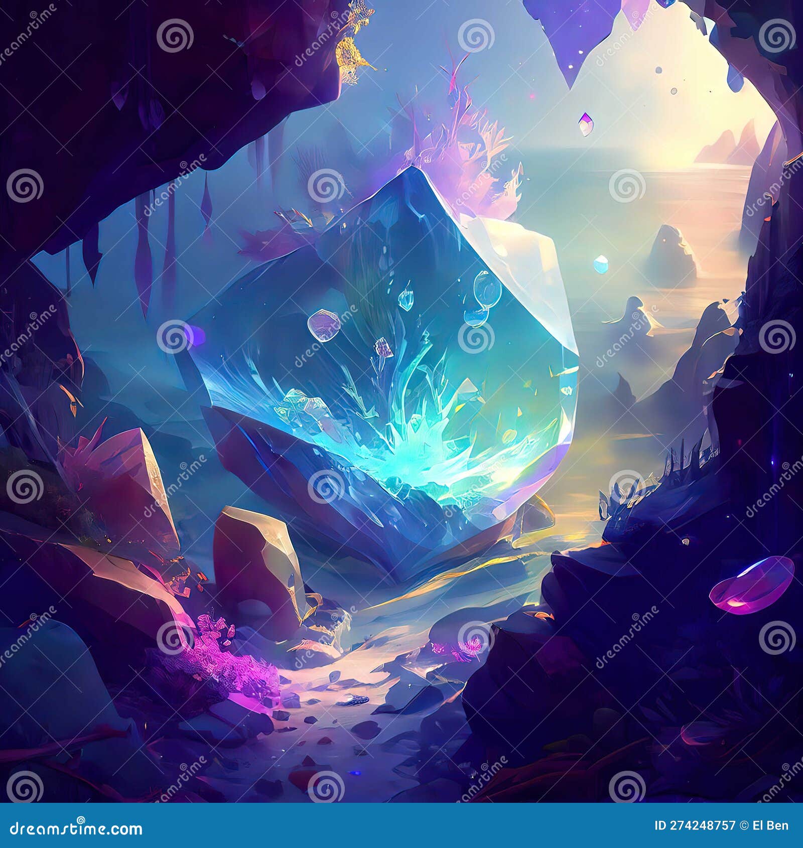 Abstract Crystal Arcane Gem Cave Stock Illustration - Illustration of ...