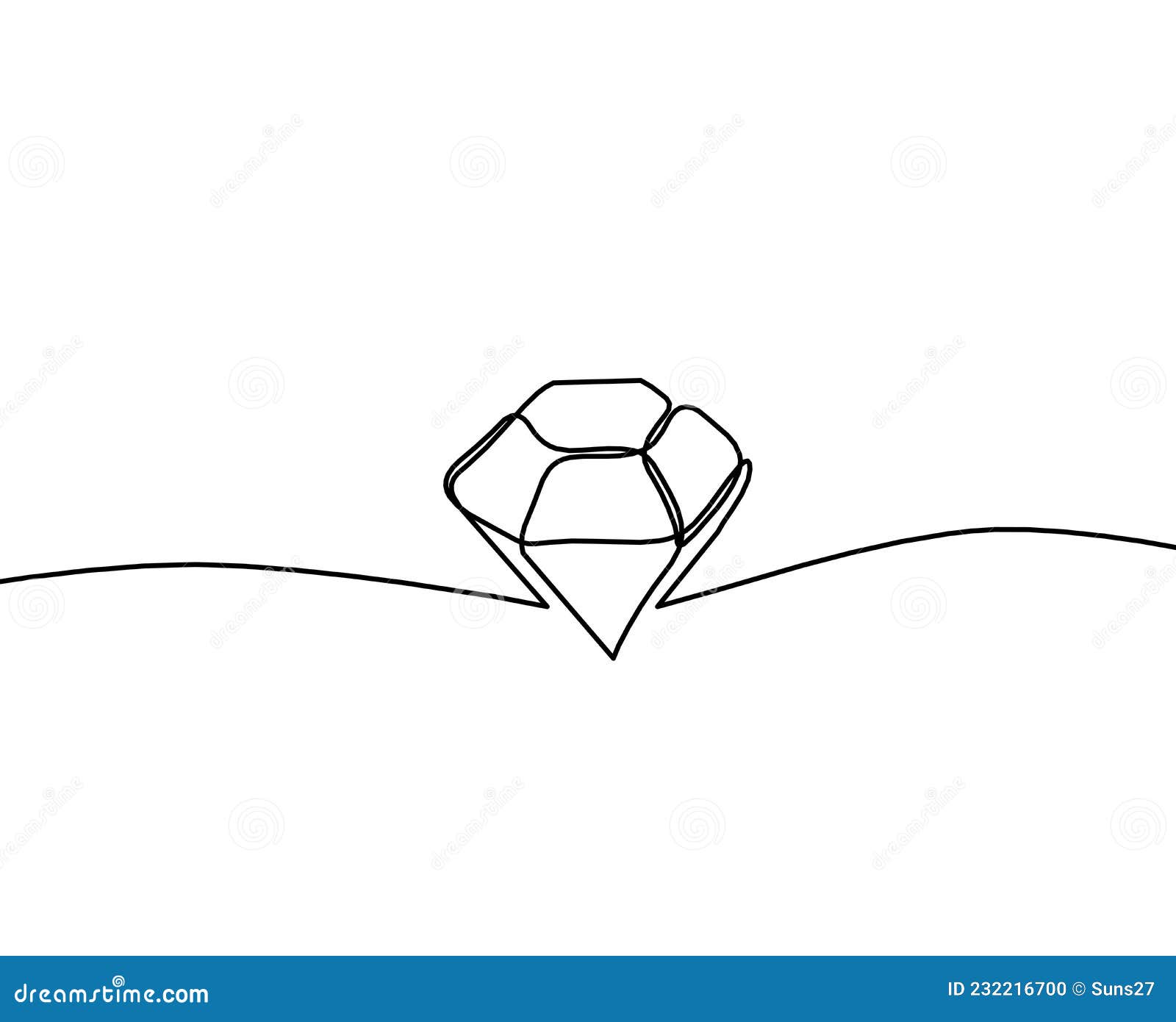 Abstract Crystal As Continuous Lines Drawing Stock Vector ...