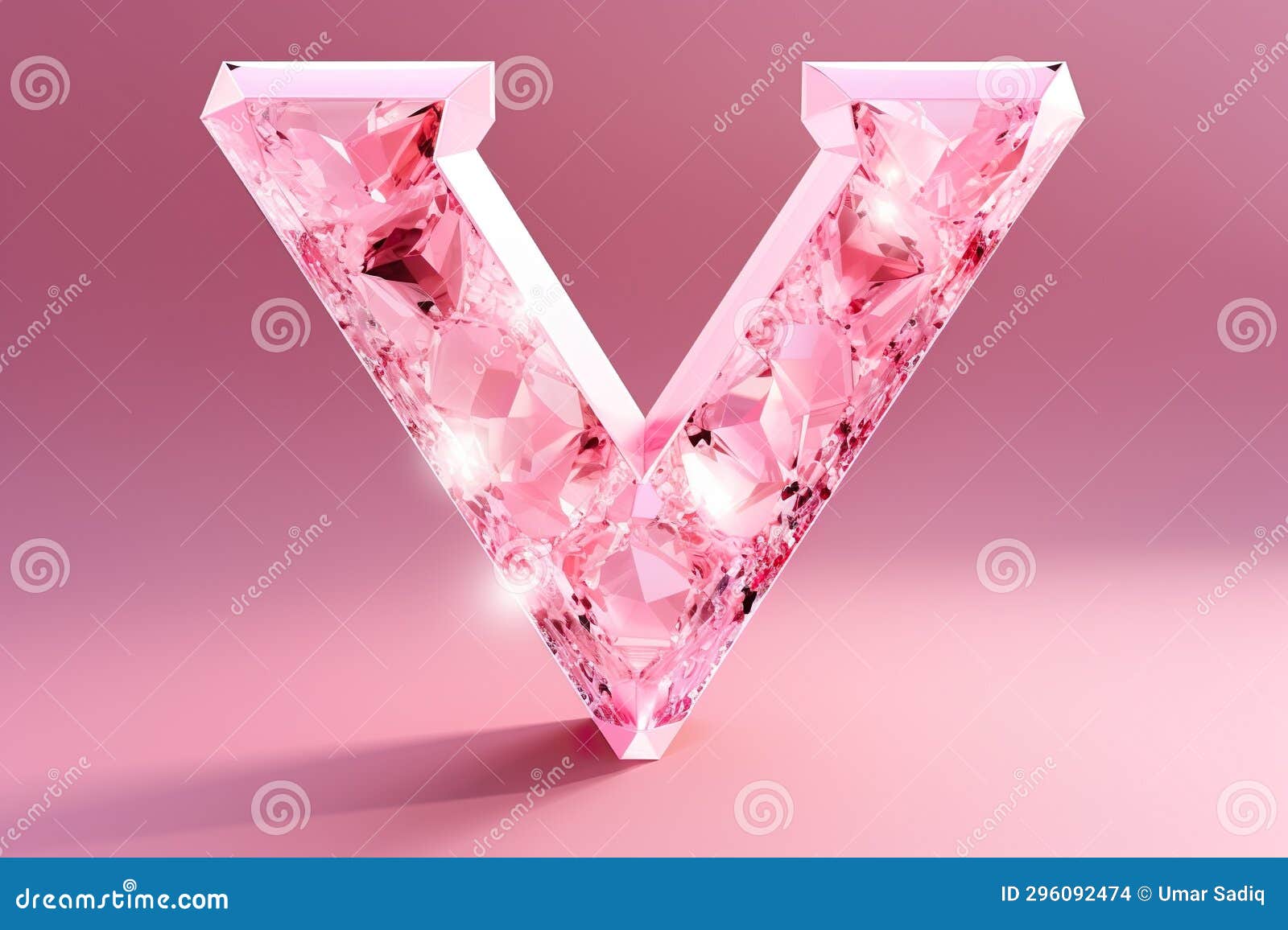 Abstract Crystal Letter V with Pink Background Stock Illustration ...