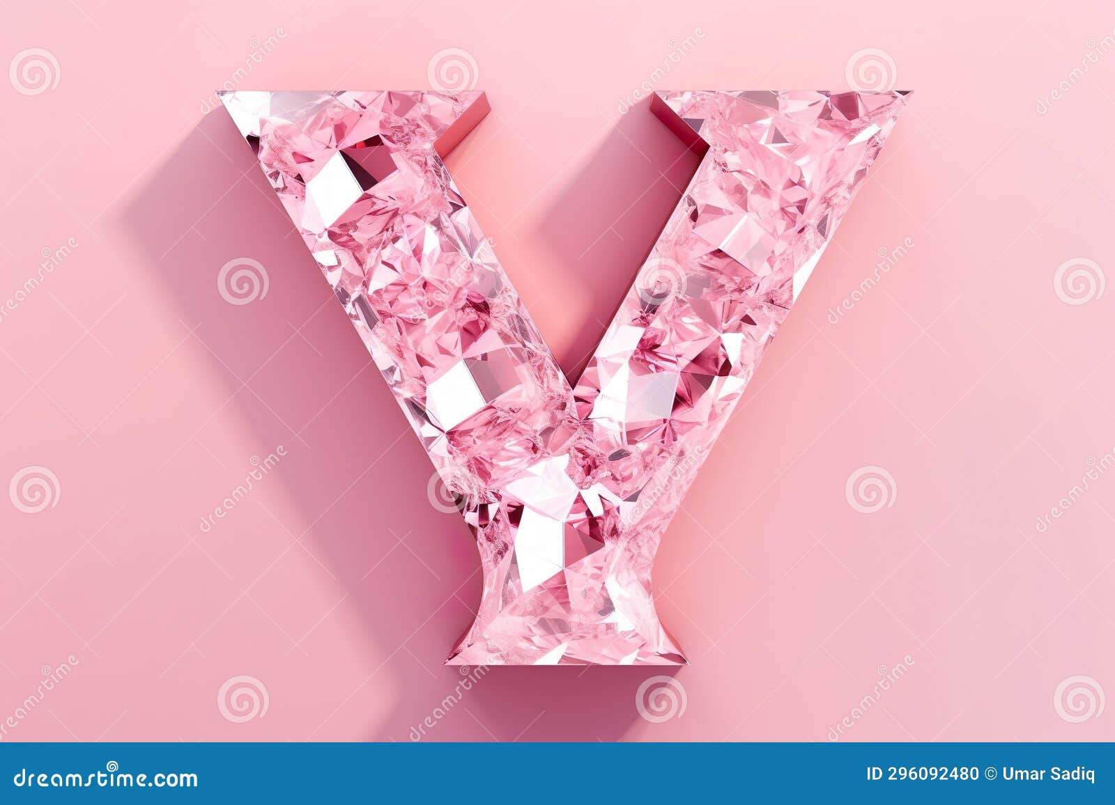 Abstract Crystal Letter V with Pink Background Stock Illustration ...