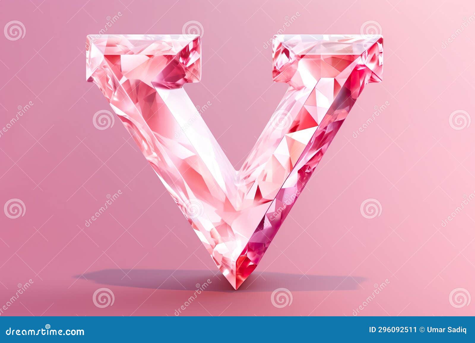 Abstract Crystal Letter V with Pink Background Stock Illustration ...