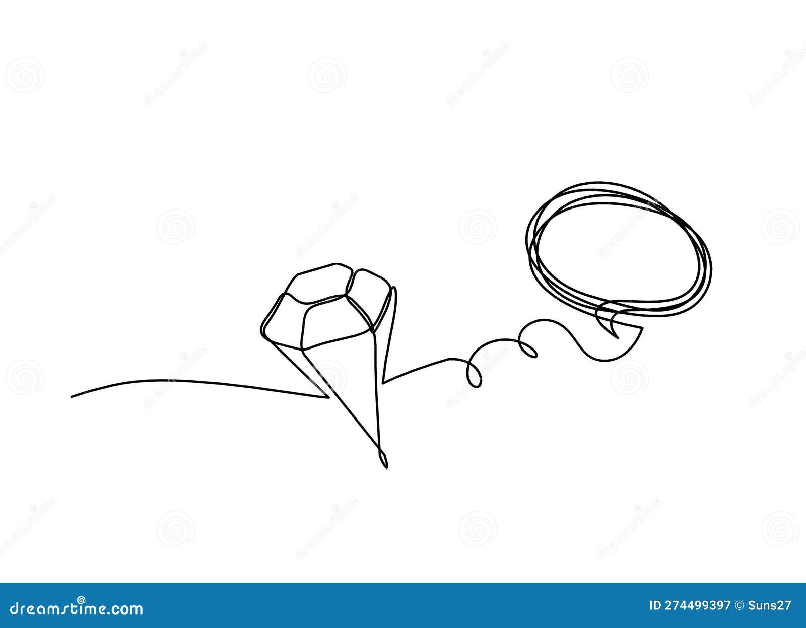 Abstract Crystal with Comment As Continuous Lines Drawing on White ...