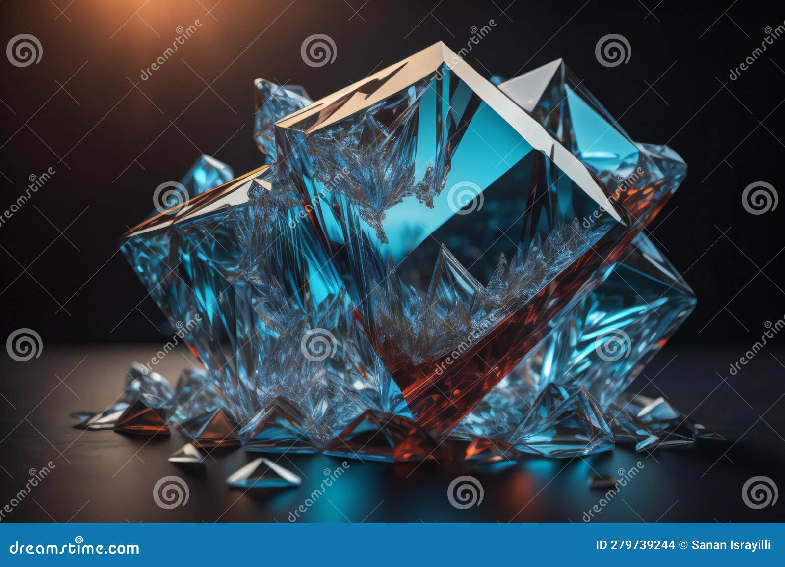 Abstract Crystal Object on Black Background. Creative Concept Stock ...