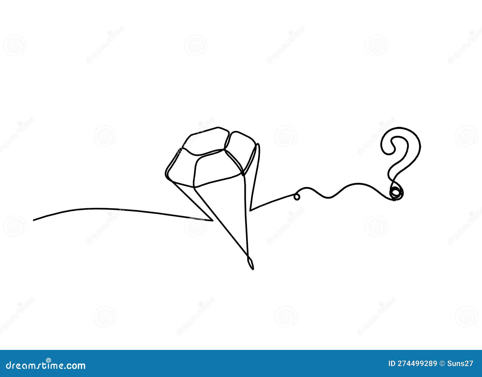 Abstract Crystal with Question Mark As Continuous Lines Drawing on ...