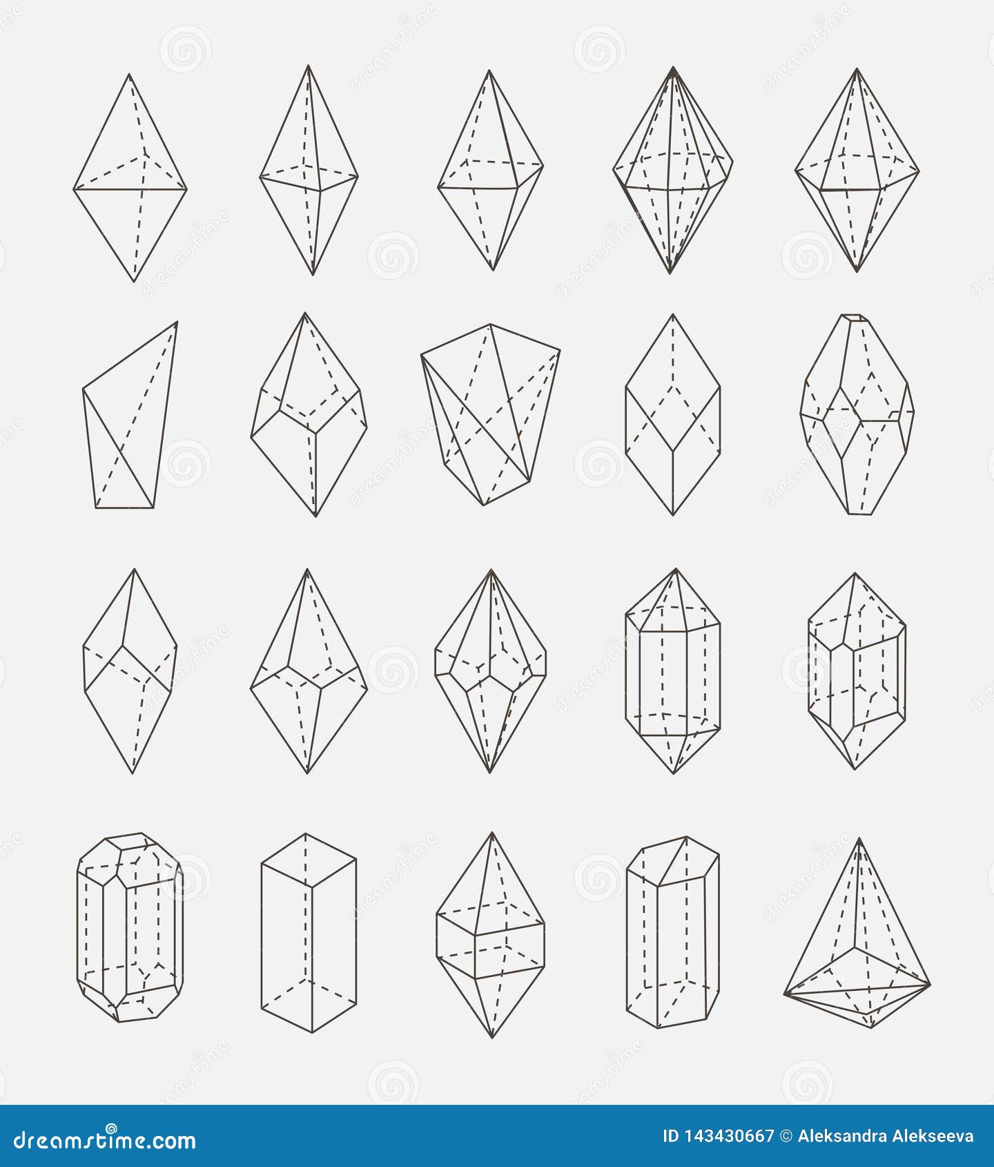 Abstract Crystal Shapes Vector Outline Stock Vector - Illustration of ...