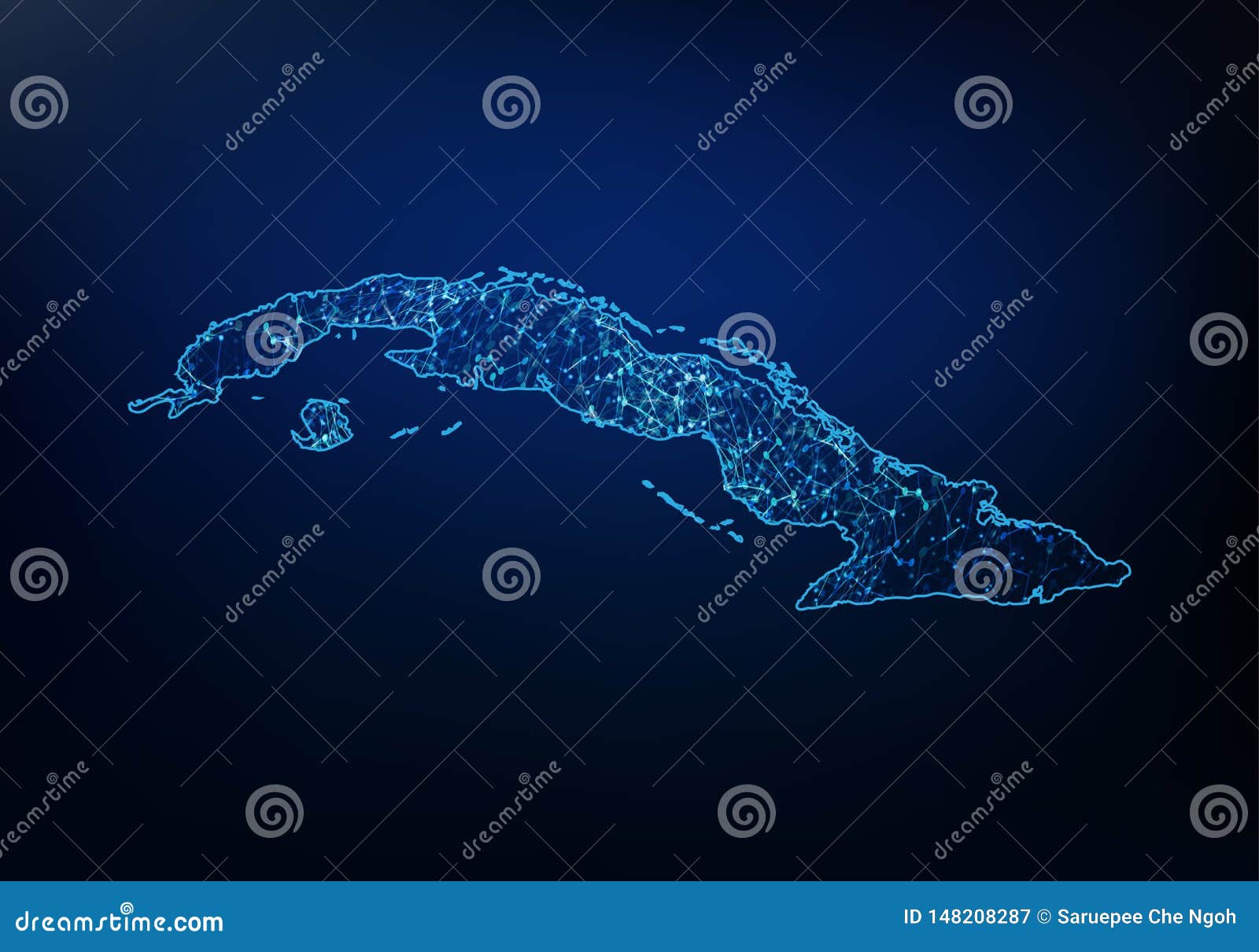 Abstract of Cuba Map Network, Internet and Global Connection Concept ...