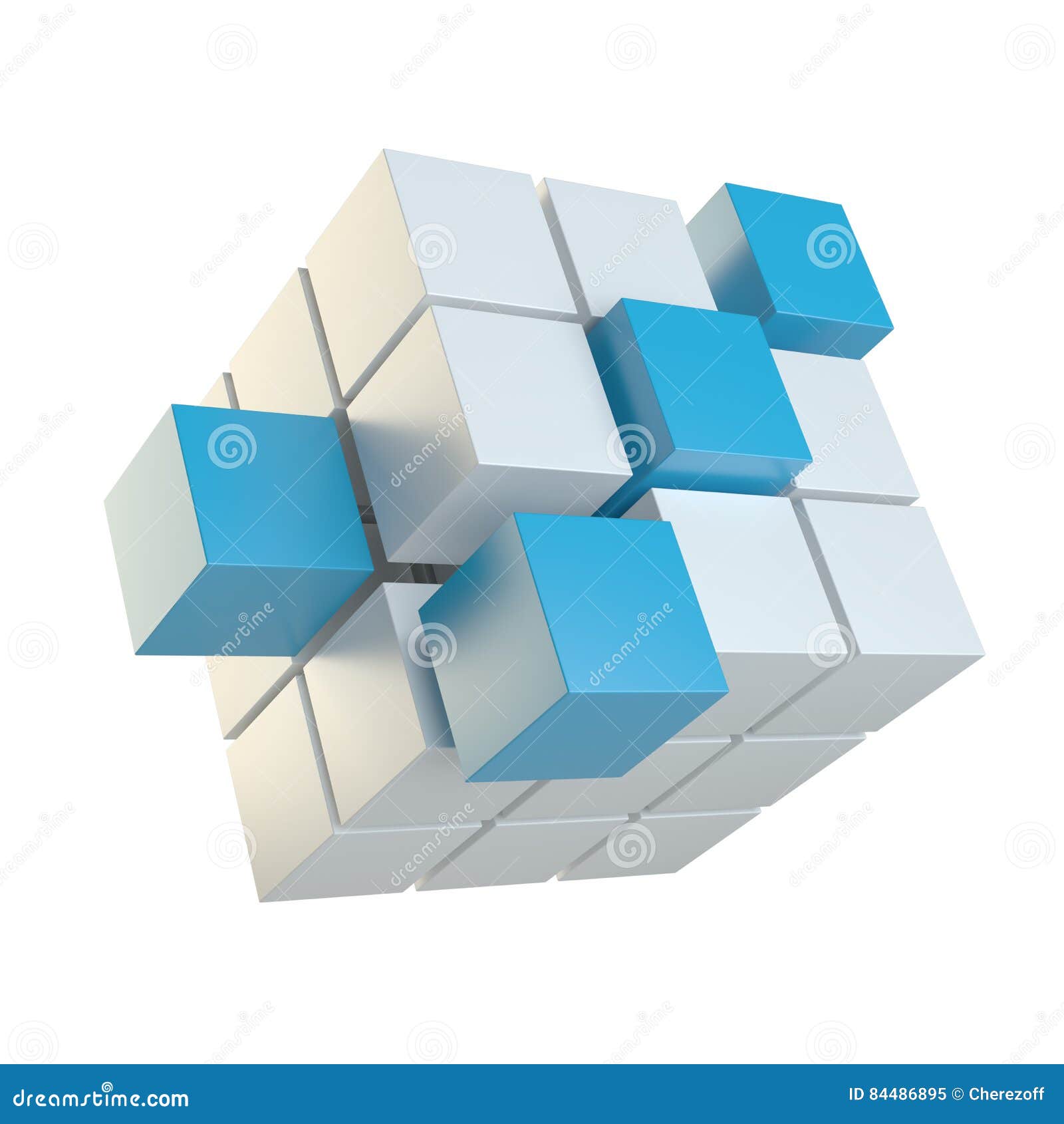 Abstract Cube Assembling from Blocks Stock Image - Image of digital ...
