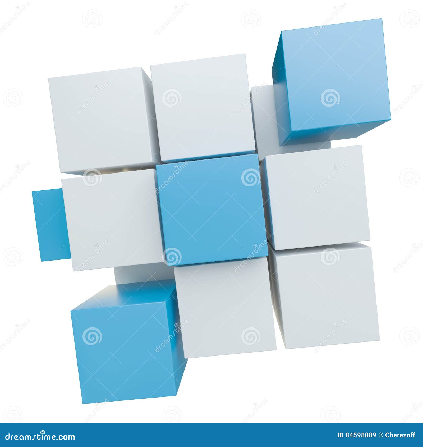 Abstract Cube Assembling from Blocks Stock Image - Image of edges ...