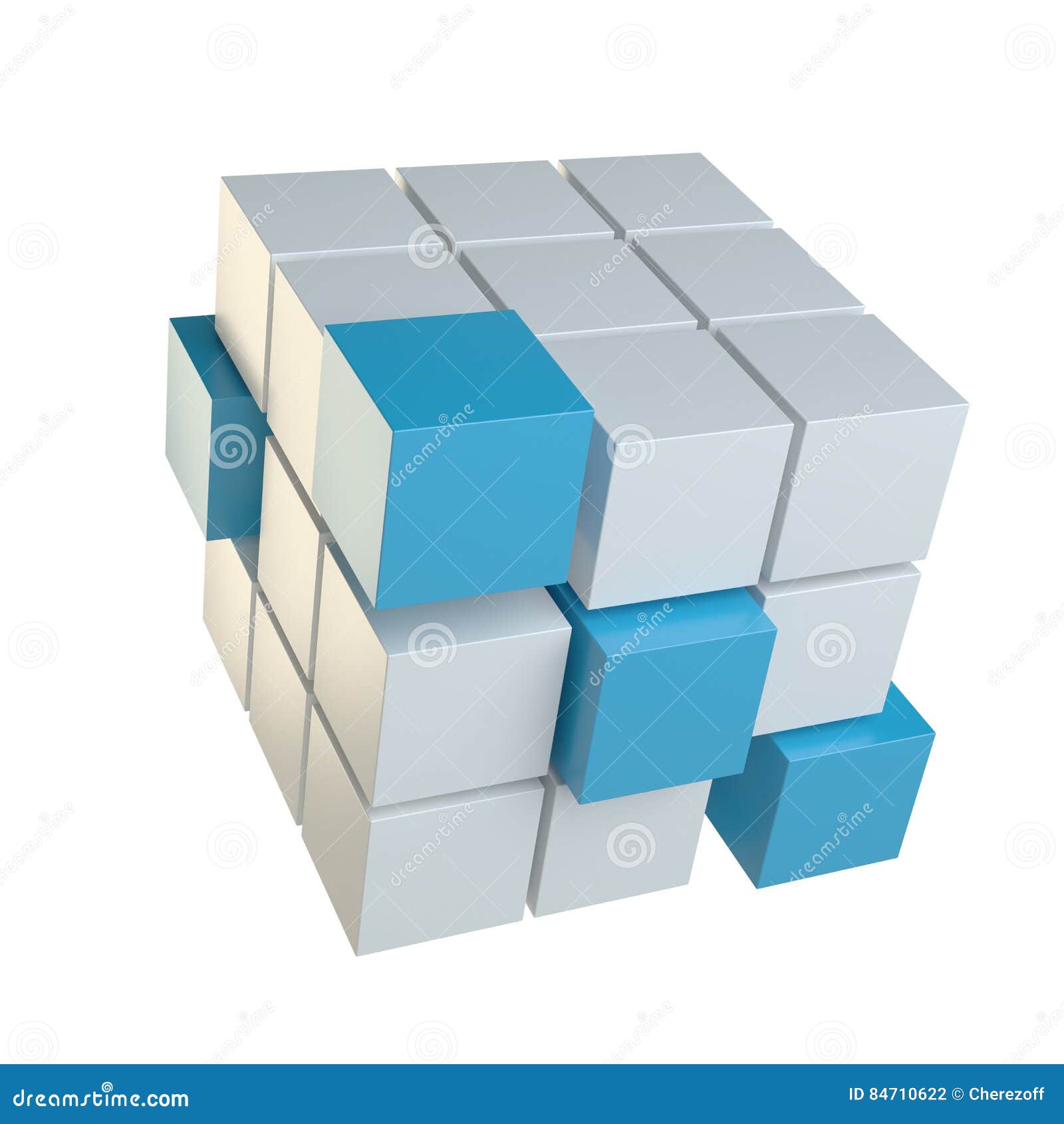 Abstract Cube Assembling from Blocks Stock Illustration - Illustration ...