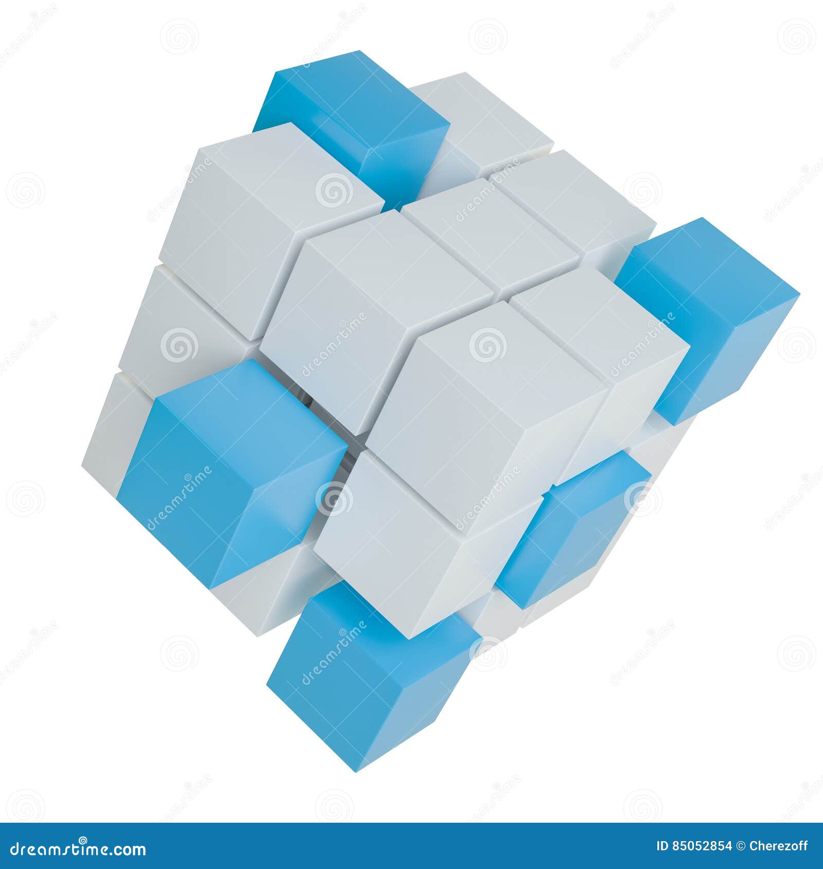 Abstract Cube Assembling from Blocks Stock Illustration - Illustration ...