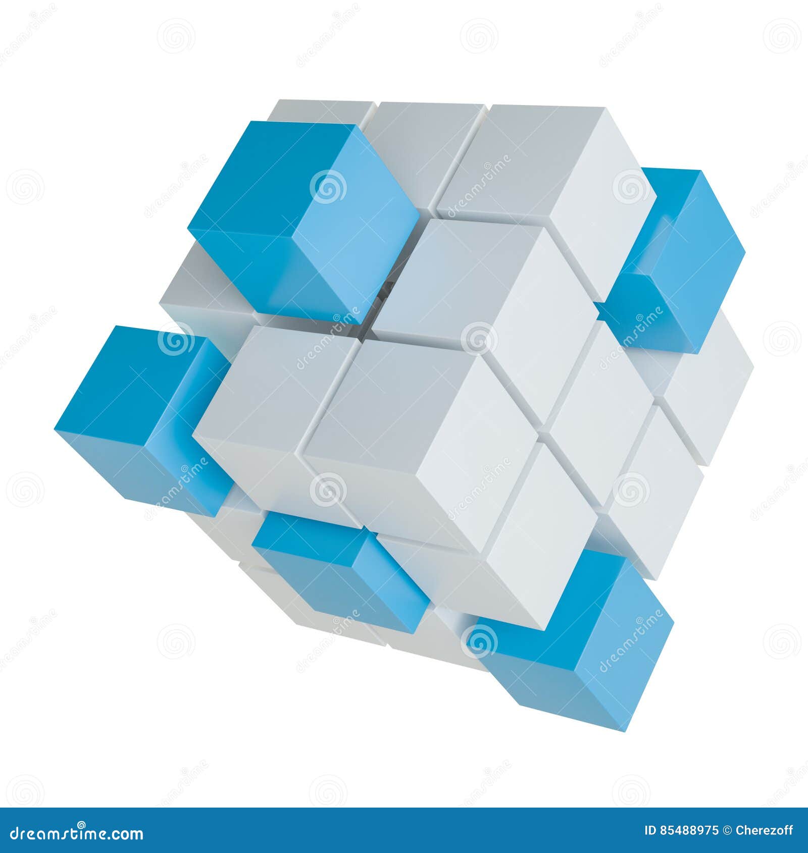 Abstract Cube Assembling from Blocks Stock Illustration - Illustration ...